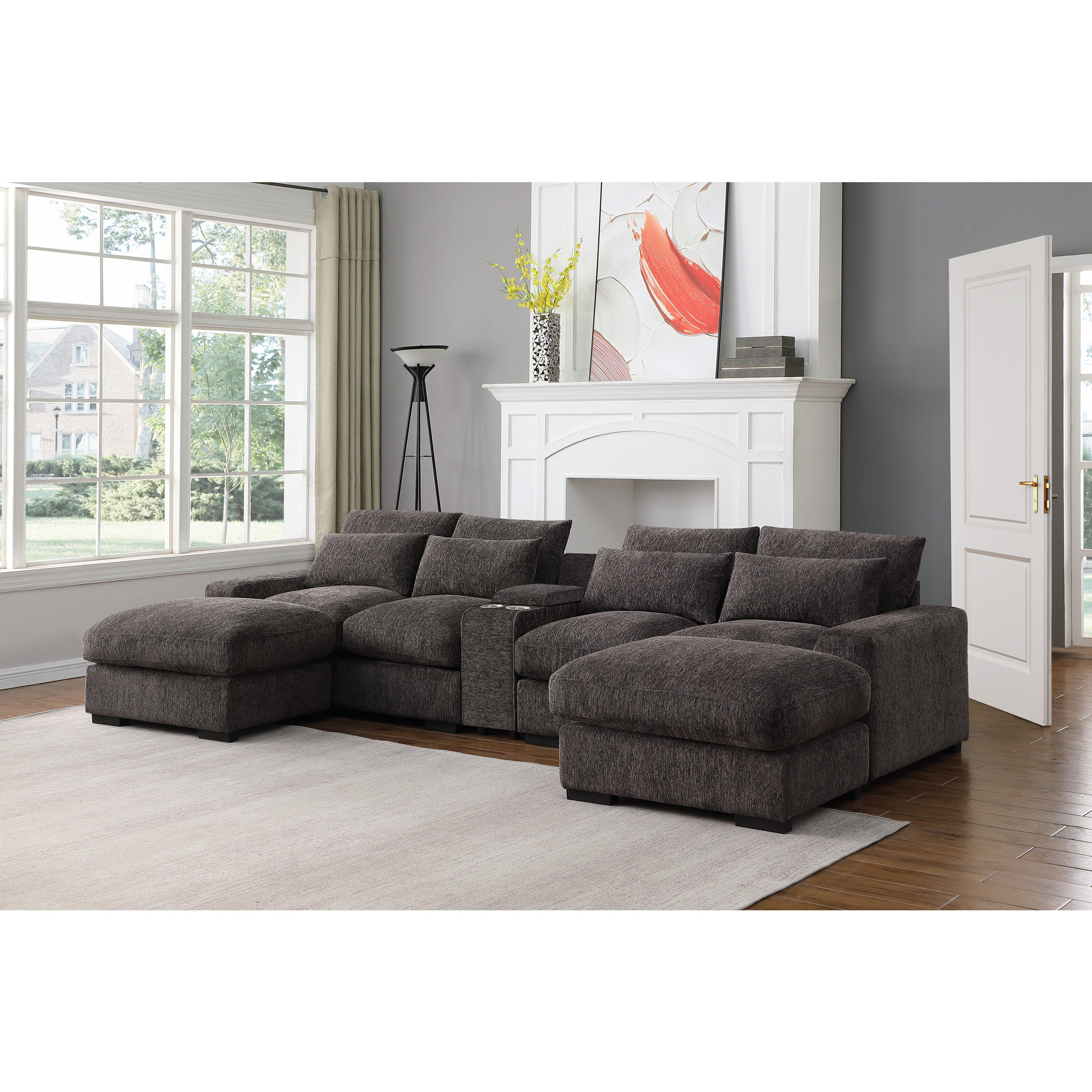 Hokku Designs Modern - Luxe Modular Sectional Sofa with Built | Wayfair