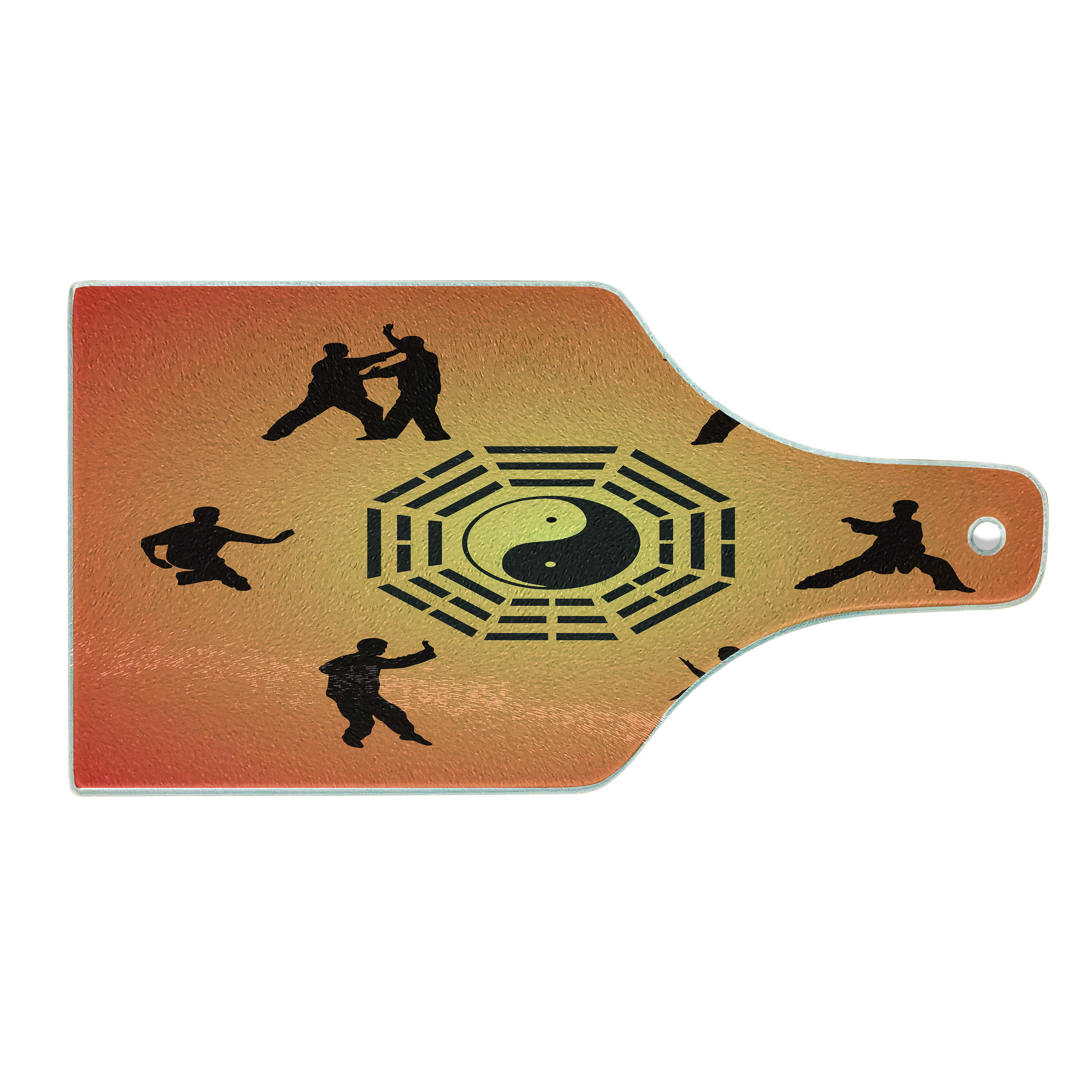 Ambesonne Kung Fu Tempered Glass Cutting Board Yin Yang Karate Poses ...