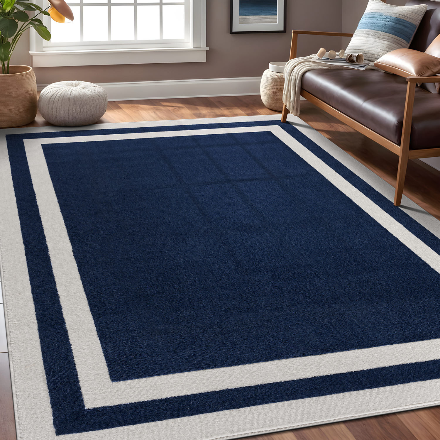 Beachcrest Home™ Yoshioka Navy Performance Area Rug & Reviews | Wayfair