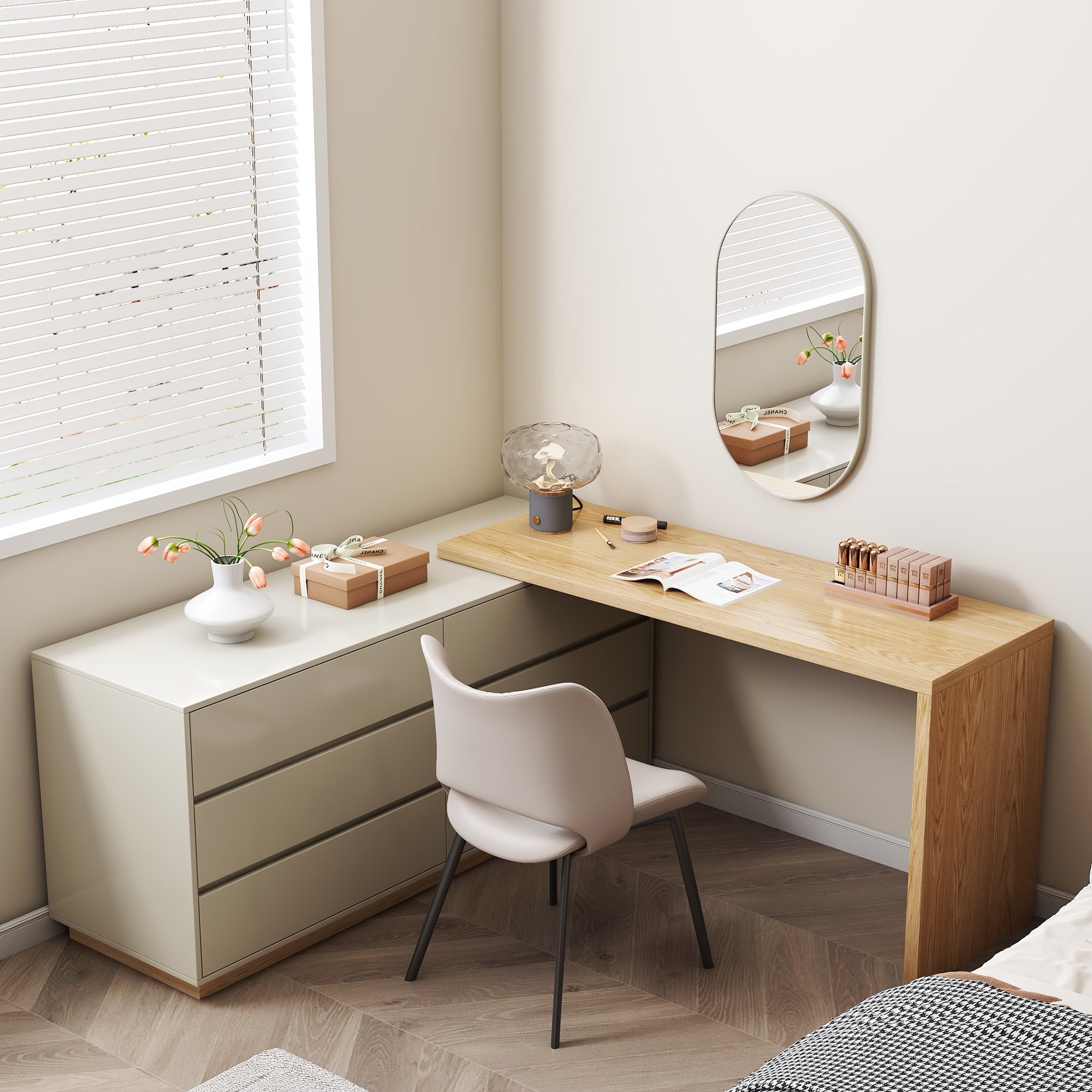 Latitude Run® Extendable Multi-functional Makeup Vanity Home Office ...