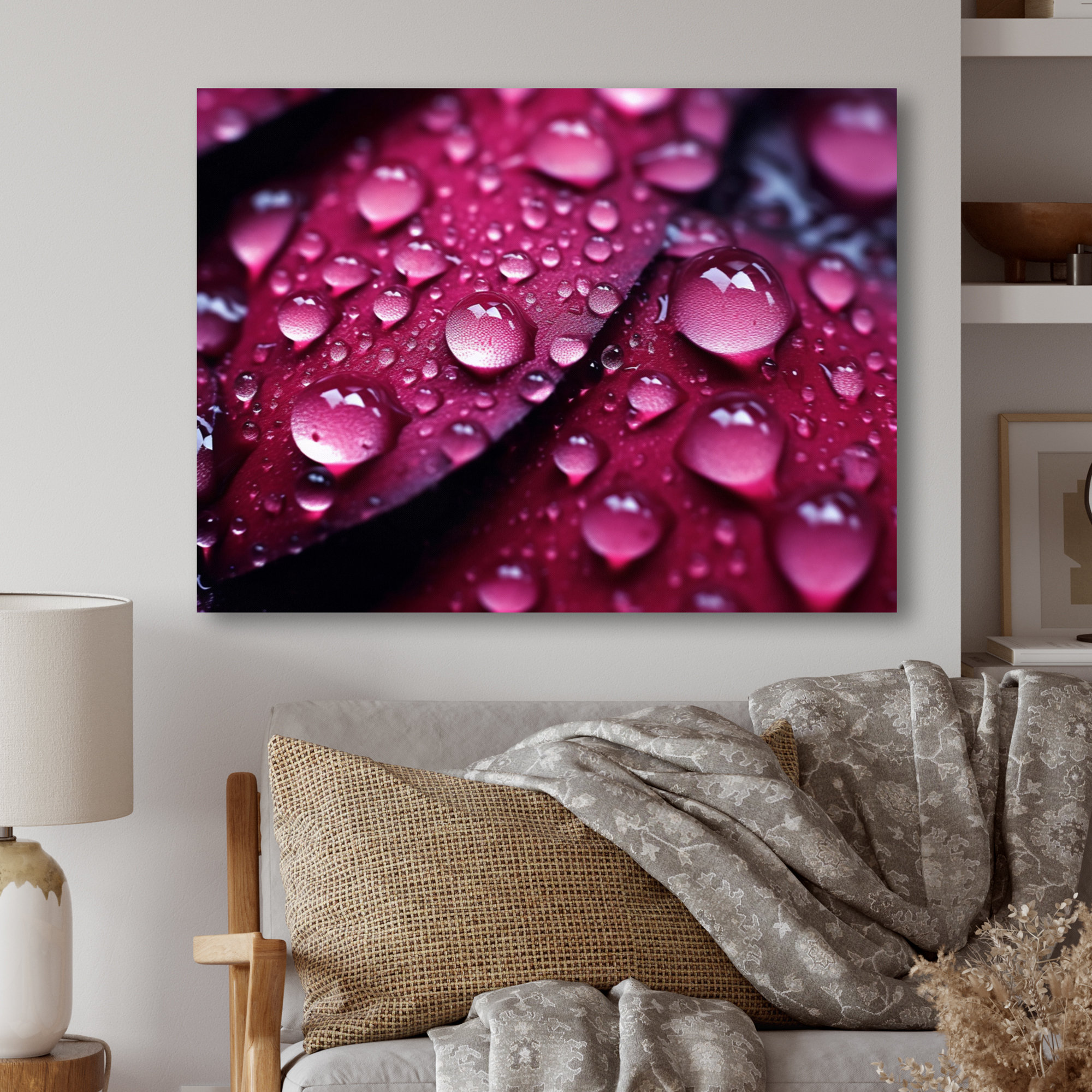 Ebern Designs Red Rose With Raindrops On Black VII - Raindrops Metal ...