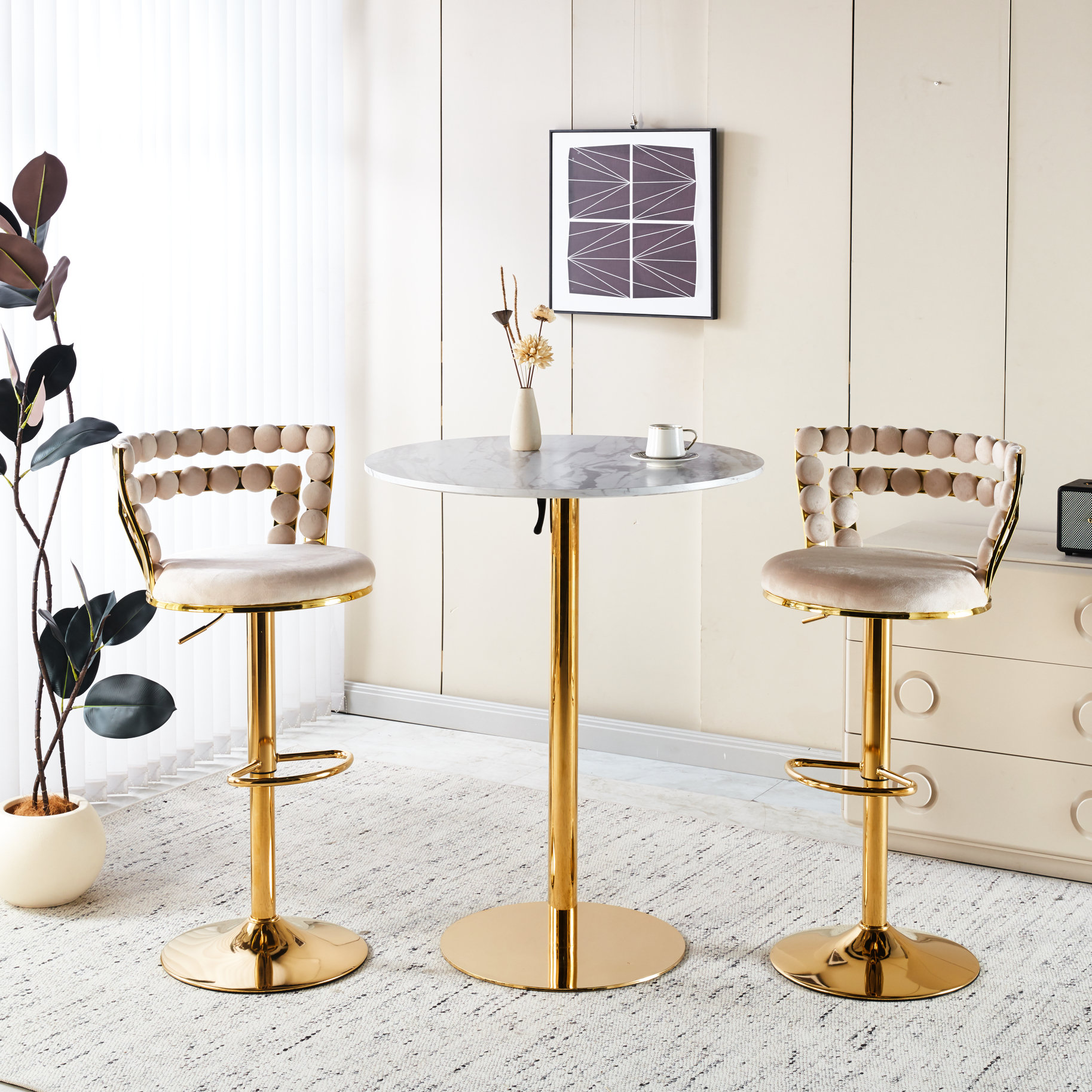 Latitude Run® Modern Golden - Legged Bar Stools ( Of 2) For Bedroom And ...
