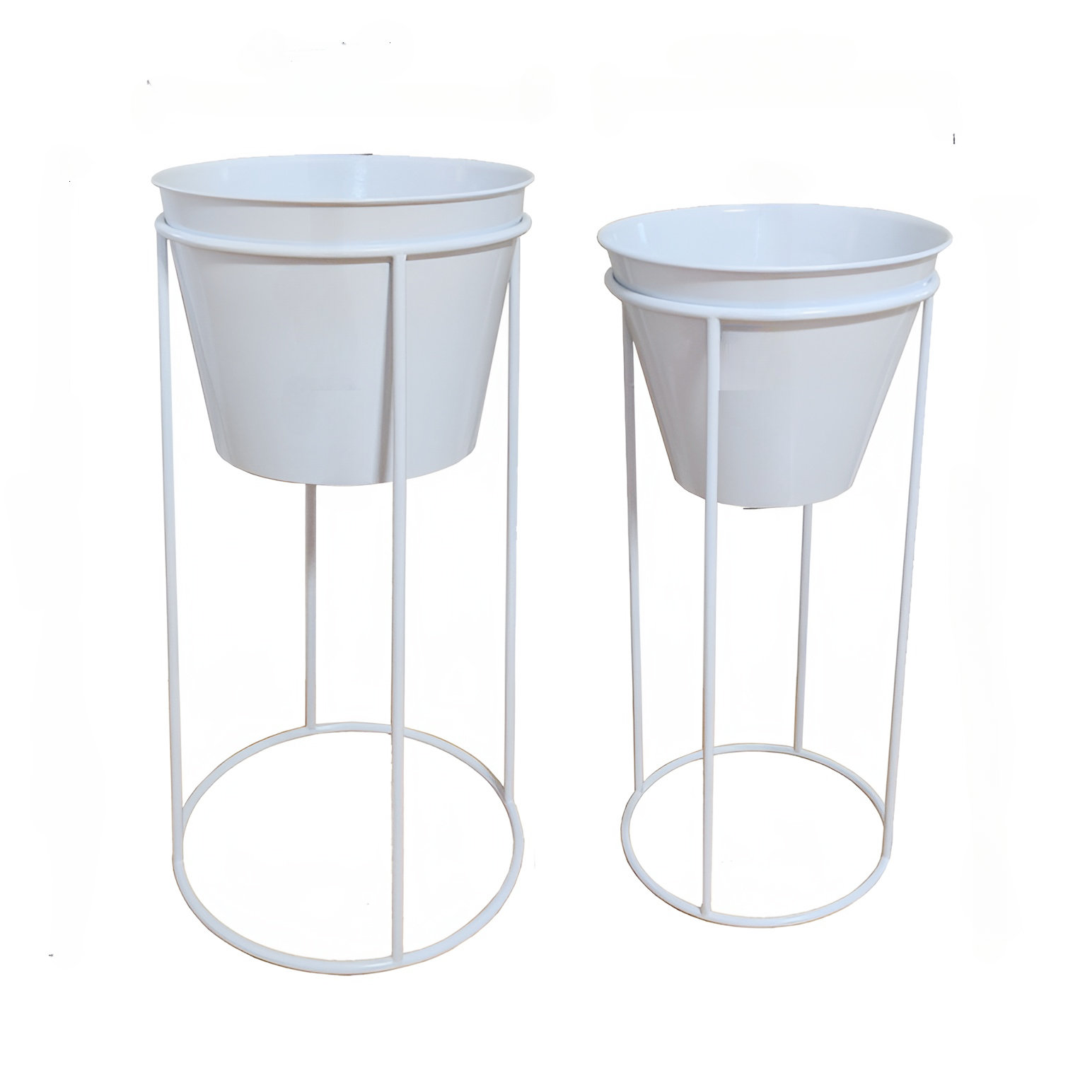 Arlmont & Co. 2 - Piece Metal Cachepot Set Black Color Flower Plant ...