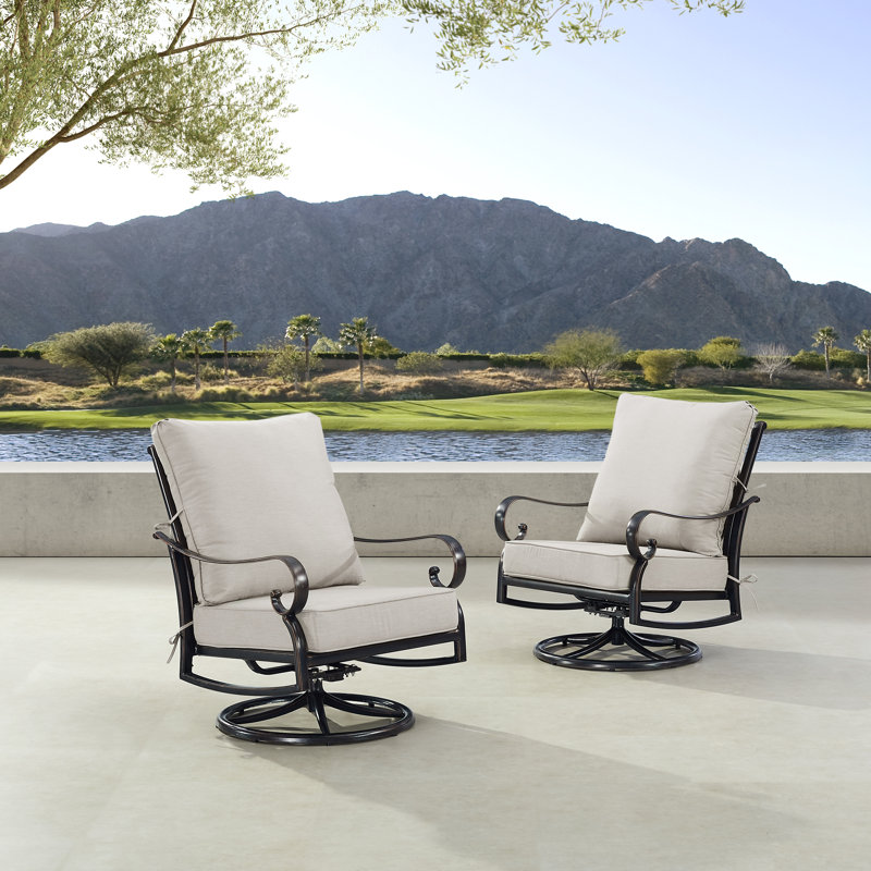 Canora Grey Patchell Swivel Aluminum Outdoor Deep Seating Lounge Chair ...