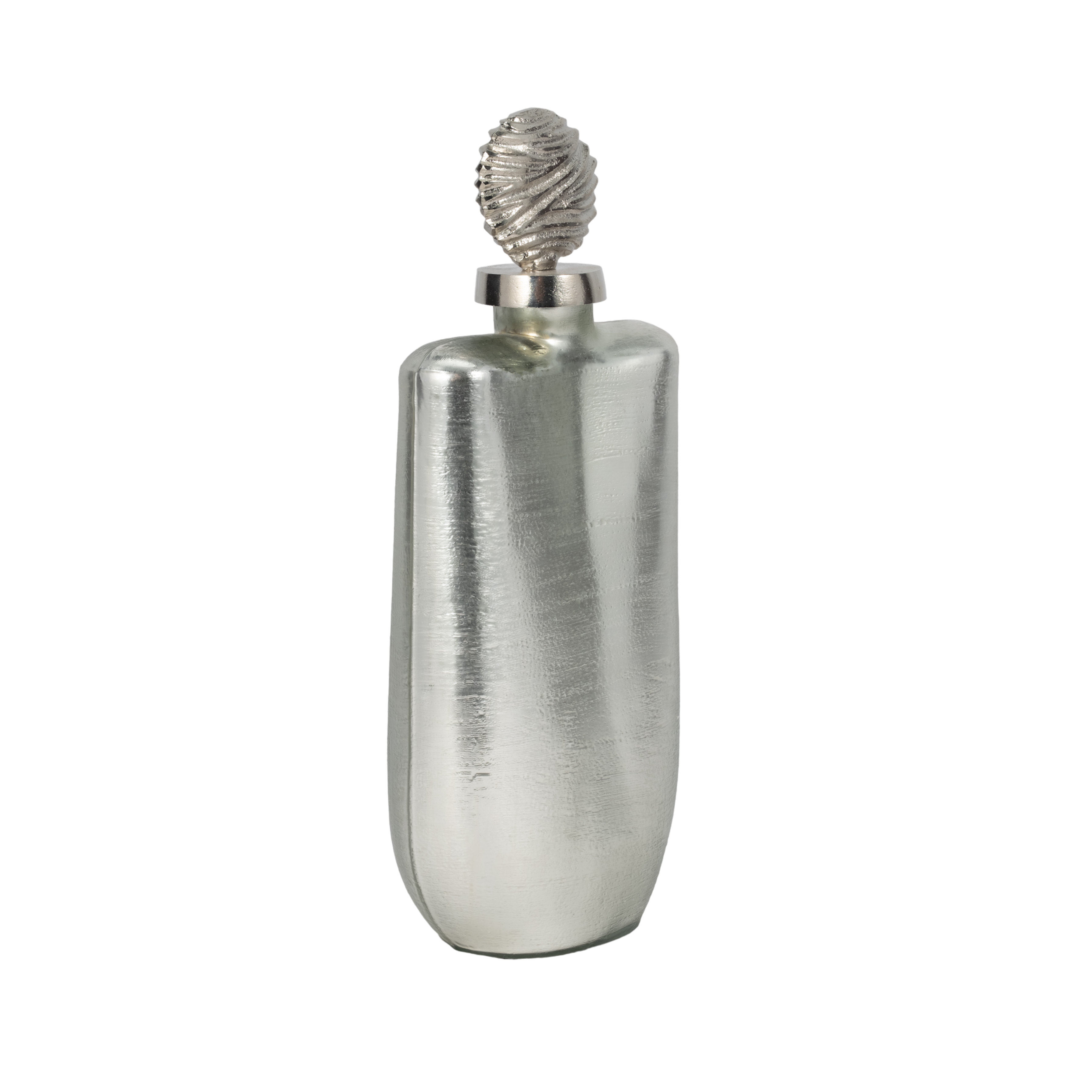 Ivy Bronx Glass Metallic Silver Solid Cylinder Bottle w and Orb Topper ...