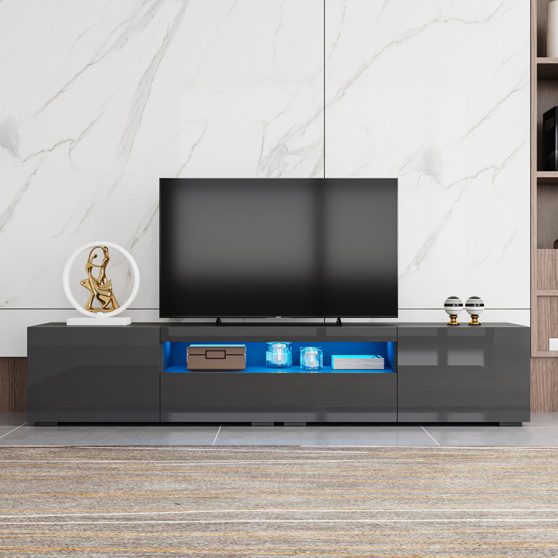Wrought Studio™ Makarius Grey TV Cabinet, For up to 90 Inch TV's, with ...