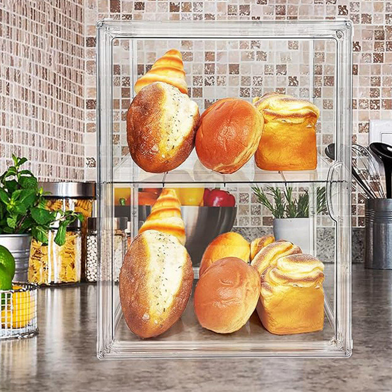 Prep & Savour Bread Box for Kitchen Countertop,3 Layers Adjustable Food Safe Clear Bread Storage ...