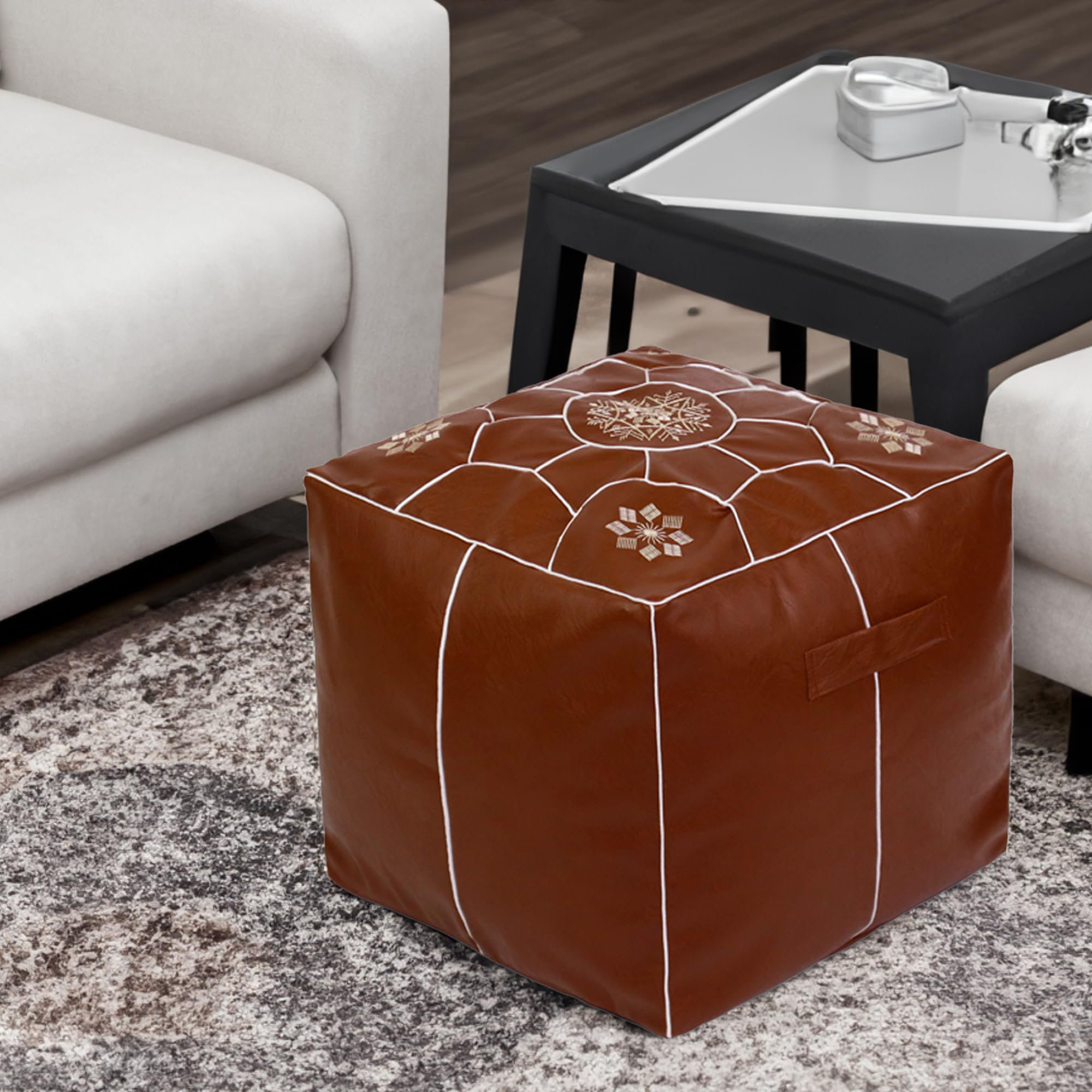 APPLIANCES & HOMEGOODS LIQUIDATION INC. Unstuffed Faux Leather Pouf ...