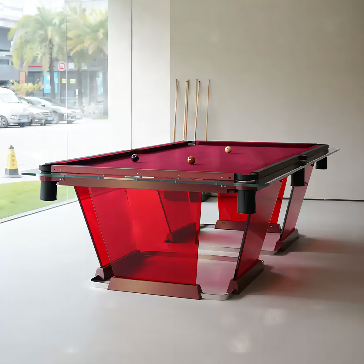 Recon Furniture Red Tempered Glass Pool Table,Burgundy Felt - Wayfair ...