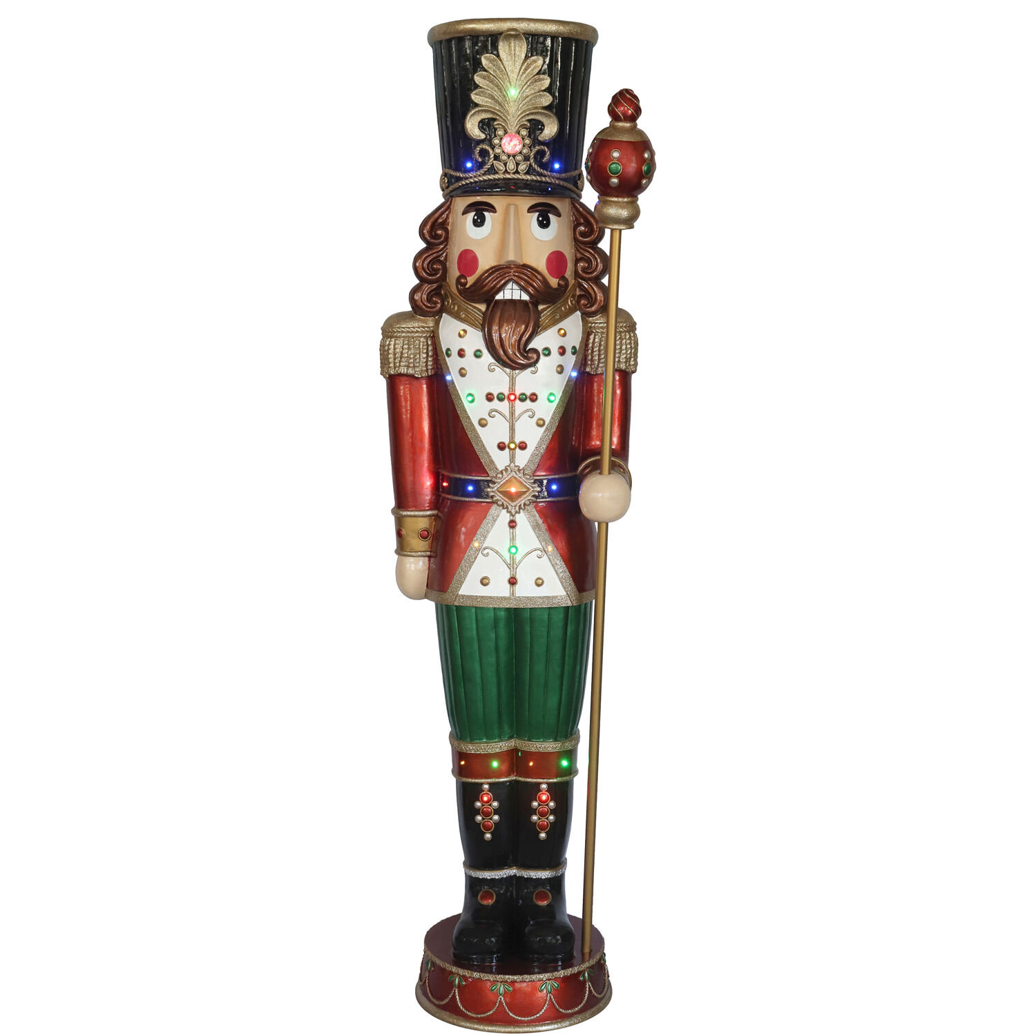 Fraser Hill Farm 76 In. Resin Nutcracker Figurine Holding Staff with ...