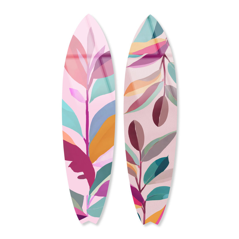 Notori Art Bold Leaf Surfboard Acrylic Coastal Wall Art by Notoriart ...