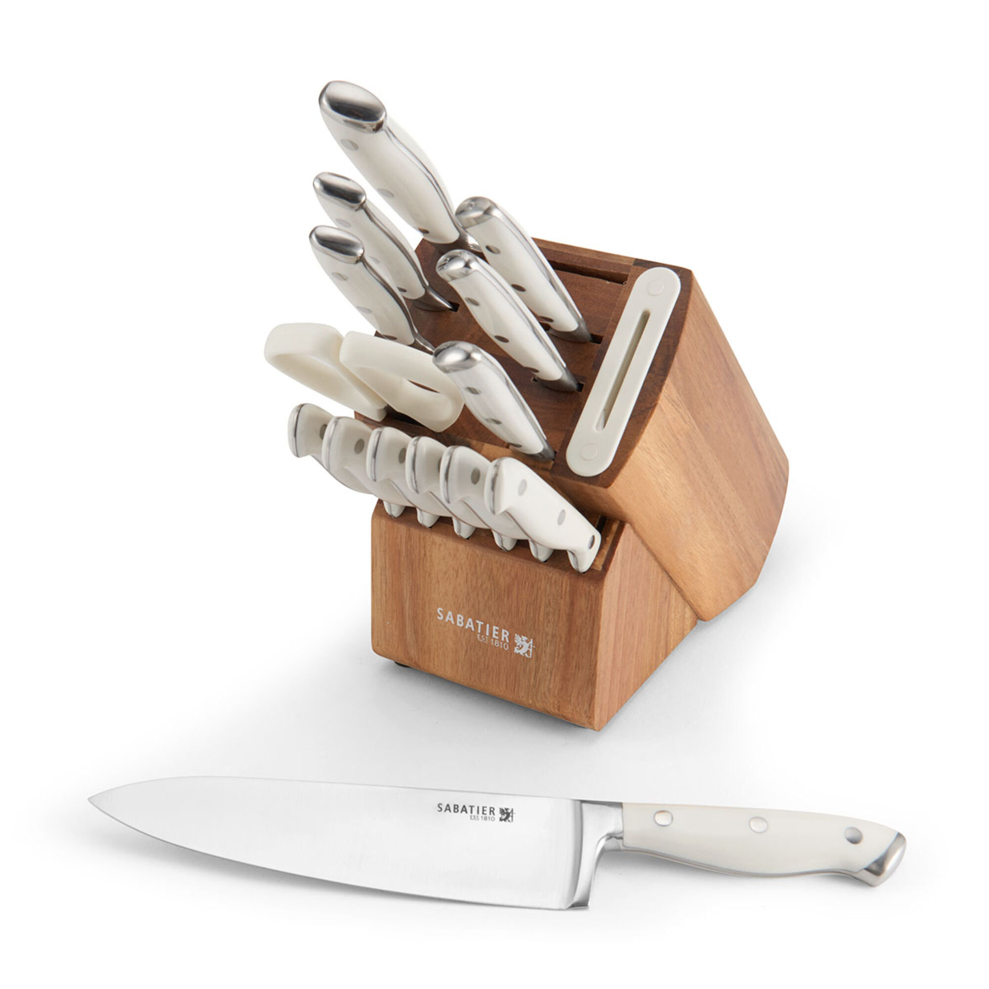 Sabatier Acacia Forged Triple Rivet Edge keeper Knife Block Set, 15 ...