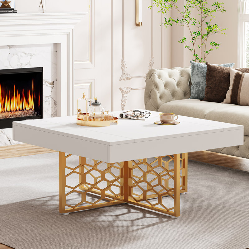 Mercer41 Shaelynn White and Gold Coffee Table & Reviews | Wayfair