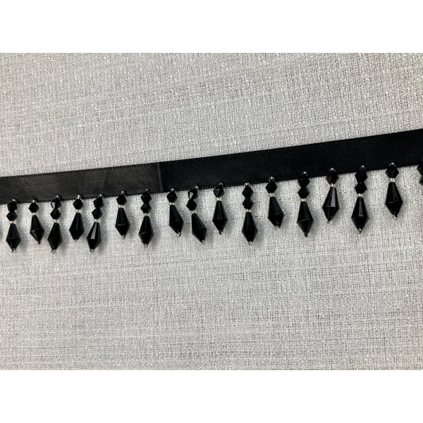 Rose Lace And Braid Crystal Beaded Fringe 1.5" Width Trim Handmade ...