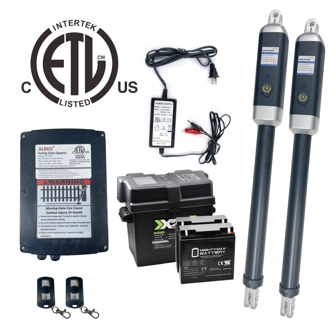 ALEKO Dual Swing Gate Operator - GG1300/AS1300 AC/DC - Back-up Kit ACC2 - Wayfair Canada