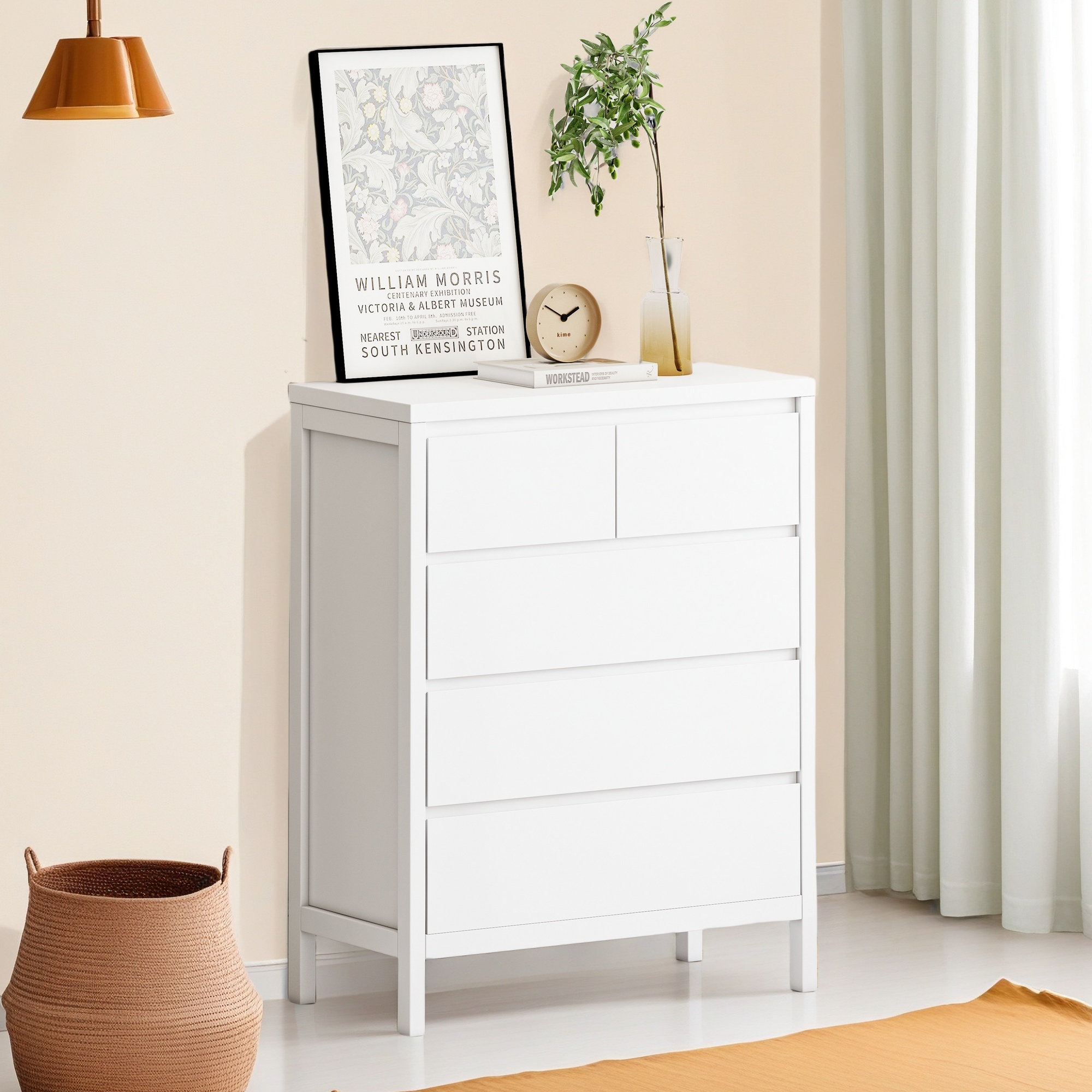 Ebern Designs 31.61"4-Tier 5-Drawer MDF Storage Cabinet,For Bedroom ...