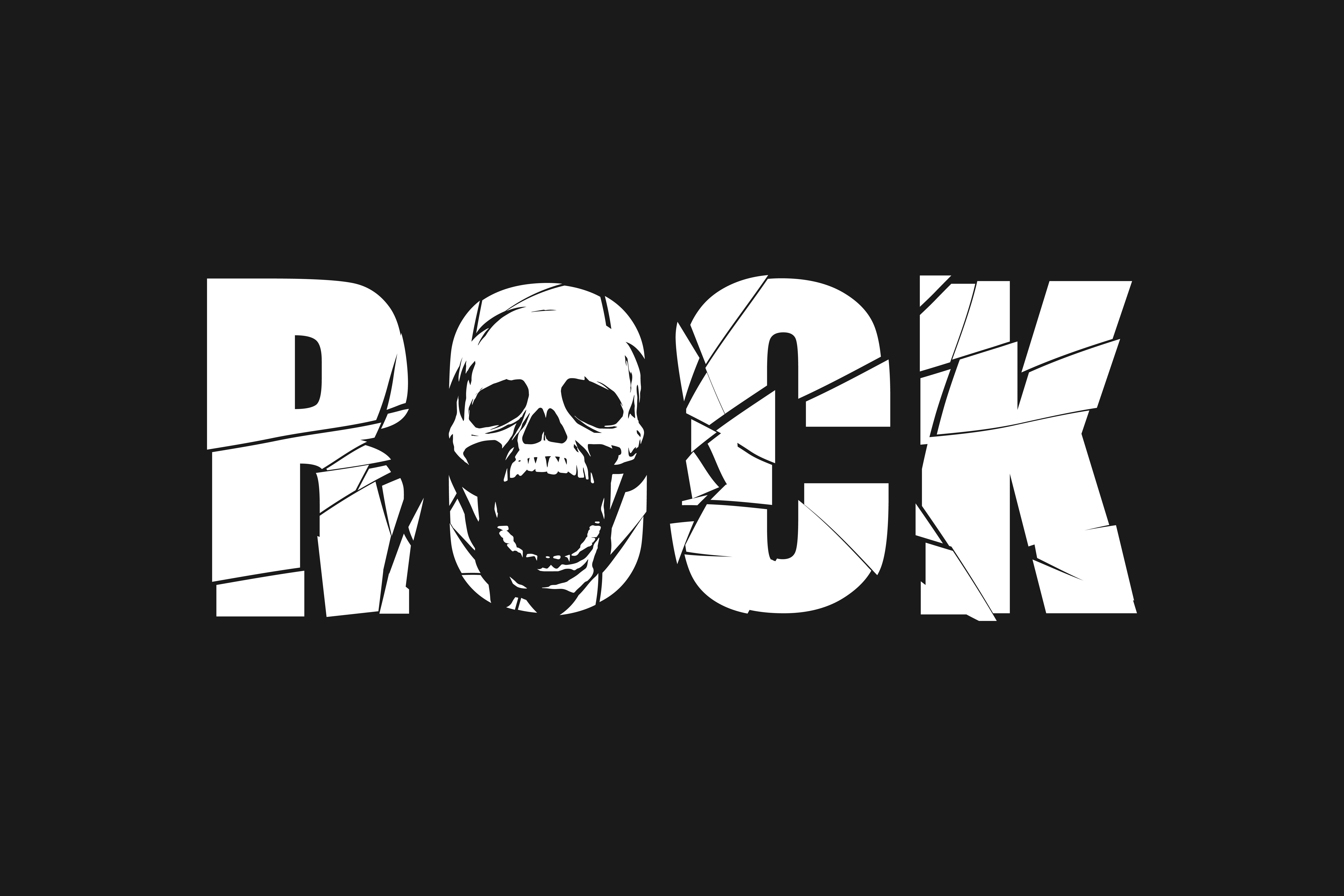Trinx Rock Word with Skull - Wrapped Canvas Graphic Art | Wayfair