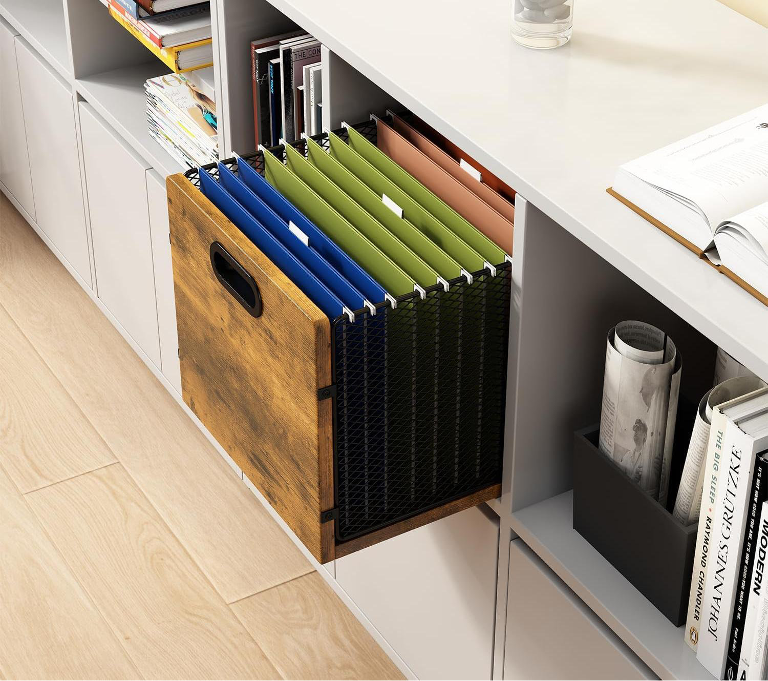 17 Stories Hanging File Folder Organizer Filing Box With Handles File ...