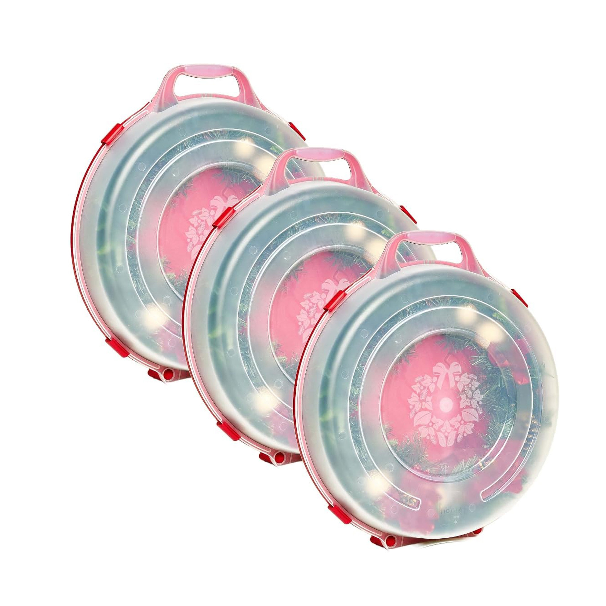 Homz 24 Inch Seasonal Holiday Christmas Plastic Wreath Storage Box ...