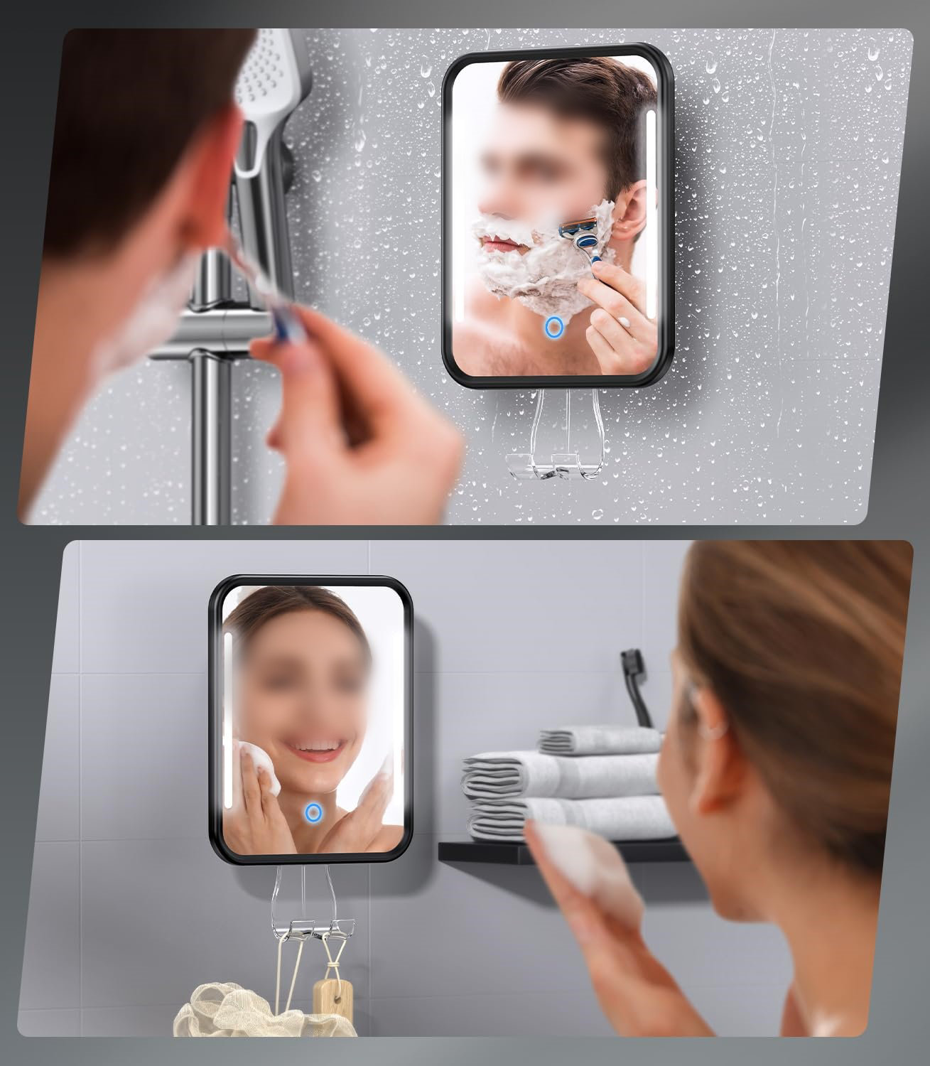 Wrought Studio™ Heated Shower Mirror Fogless for Shaving, Rechargeable ...