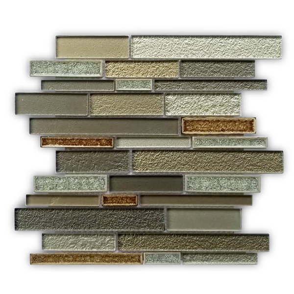 Mango Tile Glacier 12" x 12" Natural Stone/Glass Linear Mosaic Wall ...