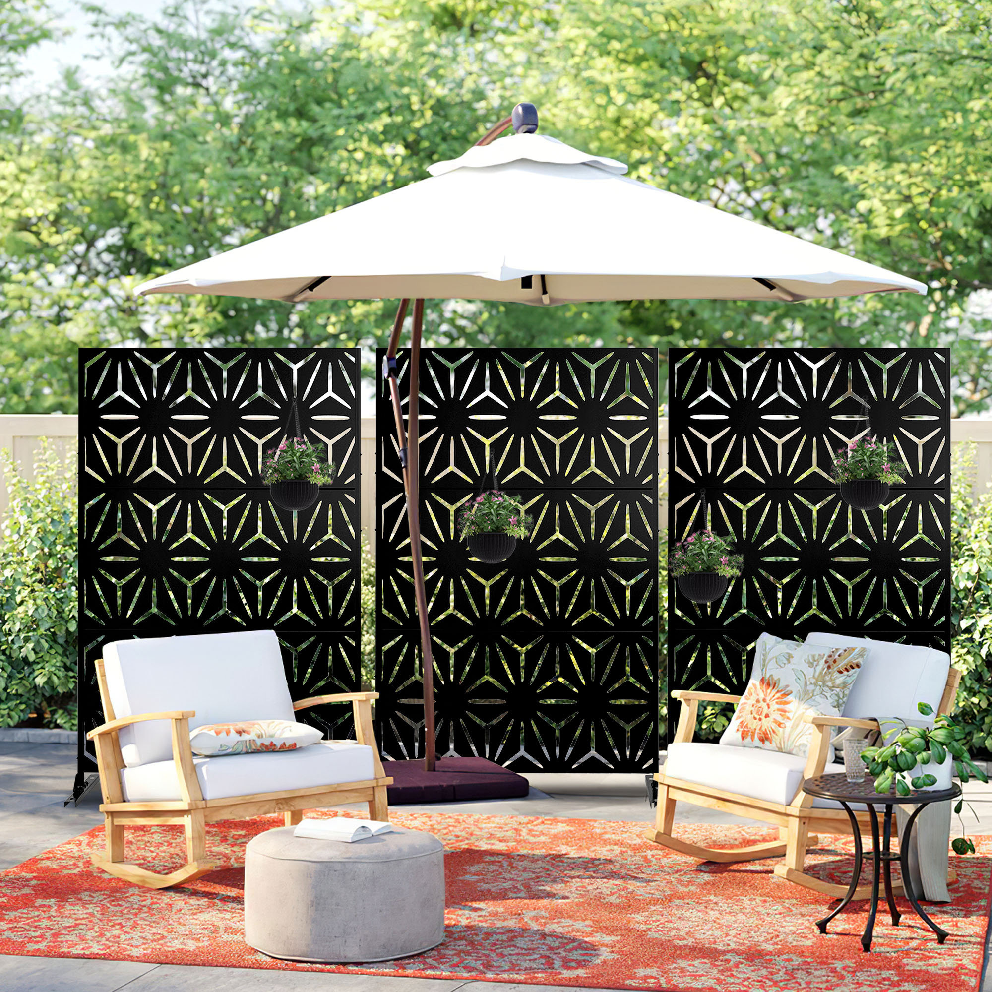 MAYEERTY 6 ft. H x 4 ft. W Fence Divider Metal Privacy Screen & Reviews ...