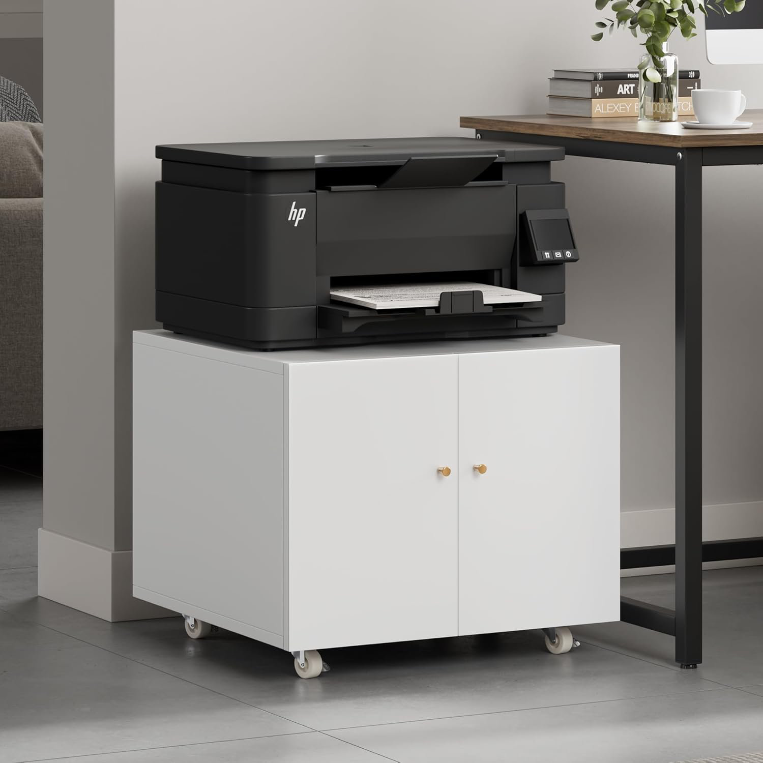 Inbox Zero Metal Printer Stand With Storage Mobile Printer Tables For ...