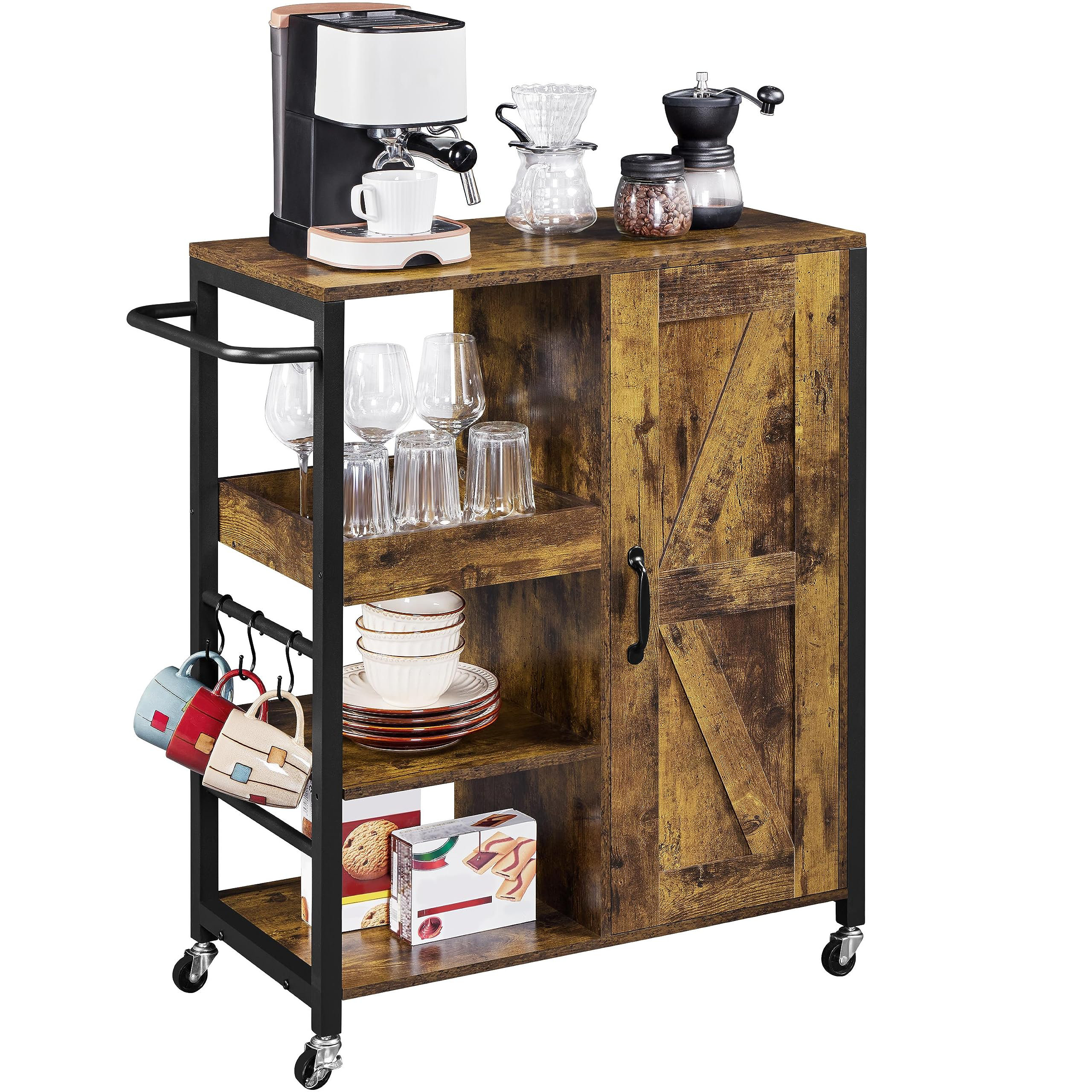 17 Stories Kitchen Island Cart On Wheels, Rolling Serving Utility ...