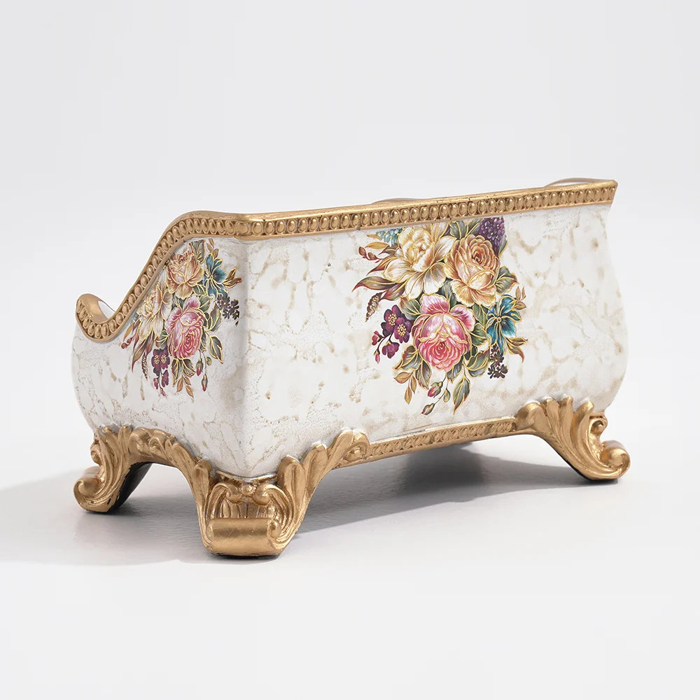 Homary Retro European Style Golden 3 Compartment Remote Control Storage ...