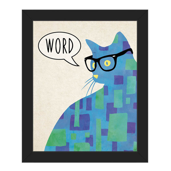 Click Wall Art Watercolor Word Cat Framed On Canvas by Click Wall Art ...