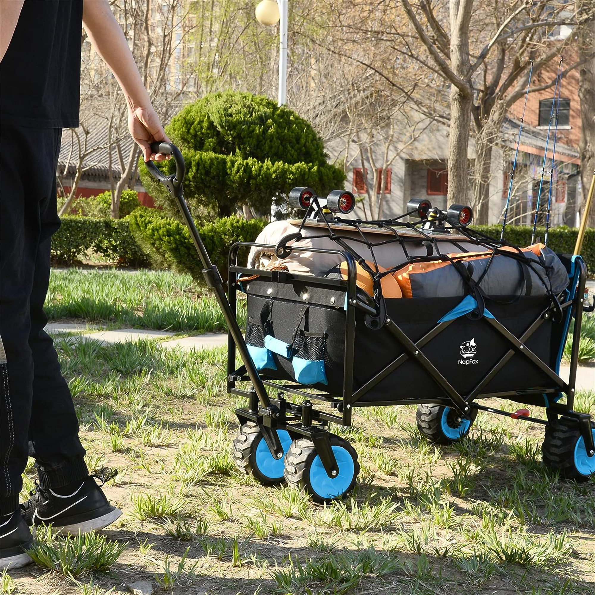 Ceballos Collapsible Heavy Duty Beach Wagon Cart Outdoor Folding ...