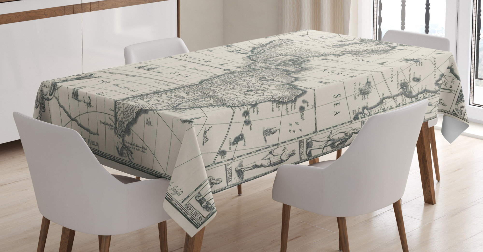 East Urban Home World Map Dining Room Kitchen Tablecloth | Wayfair