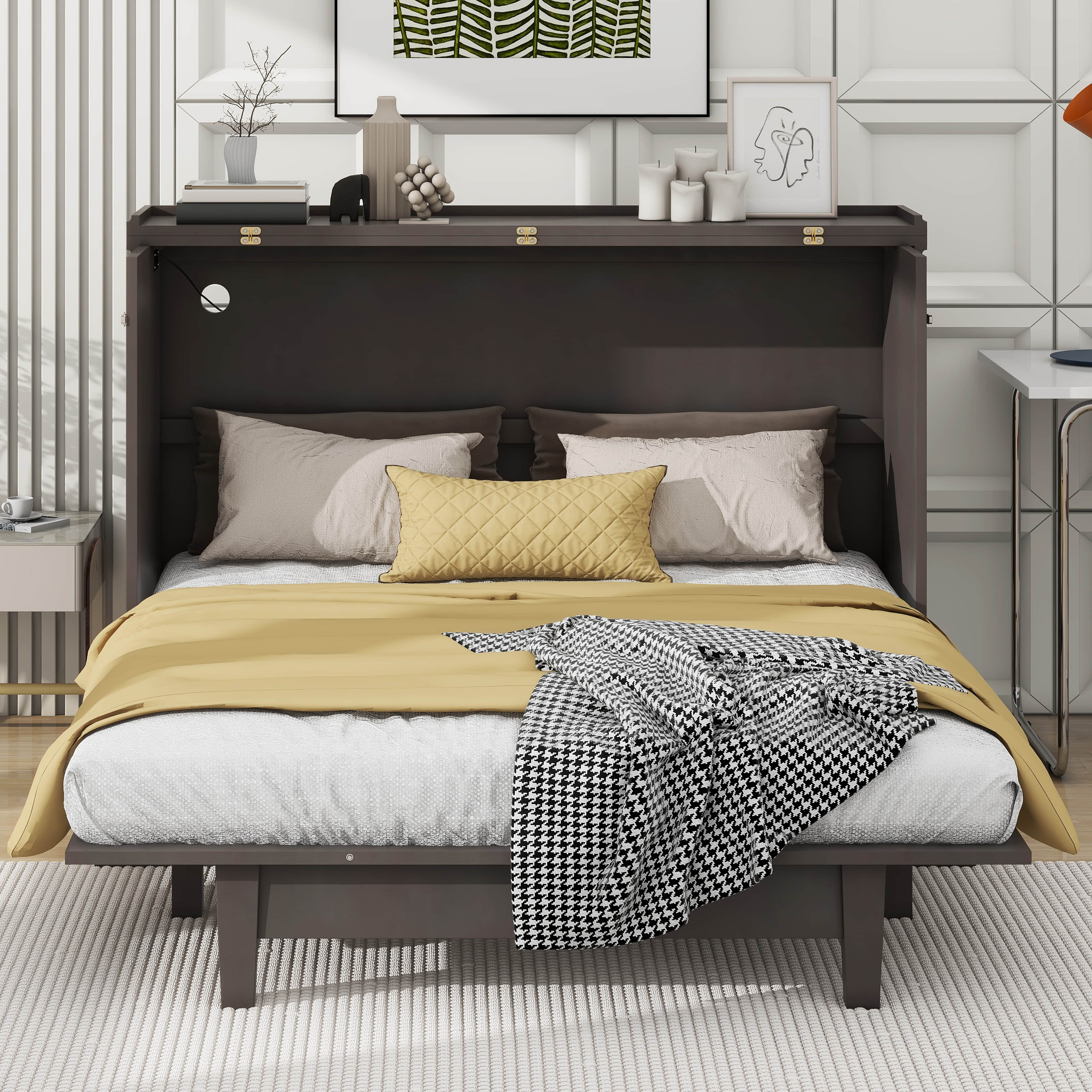 Lark Manor™ Murphy Cube Full Cabinet Bed With Large Storage Drawers ...