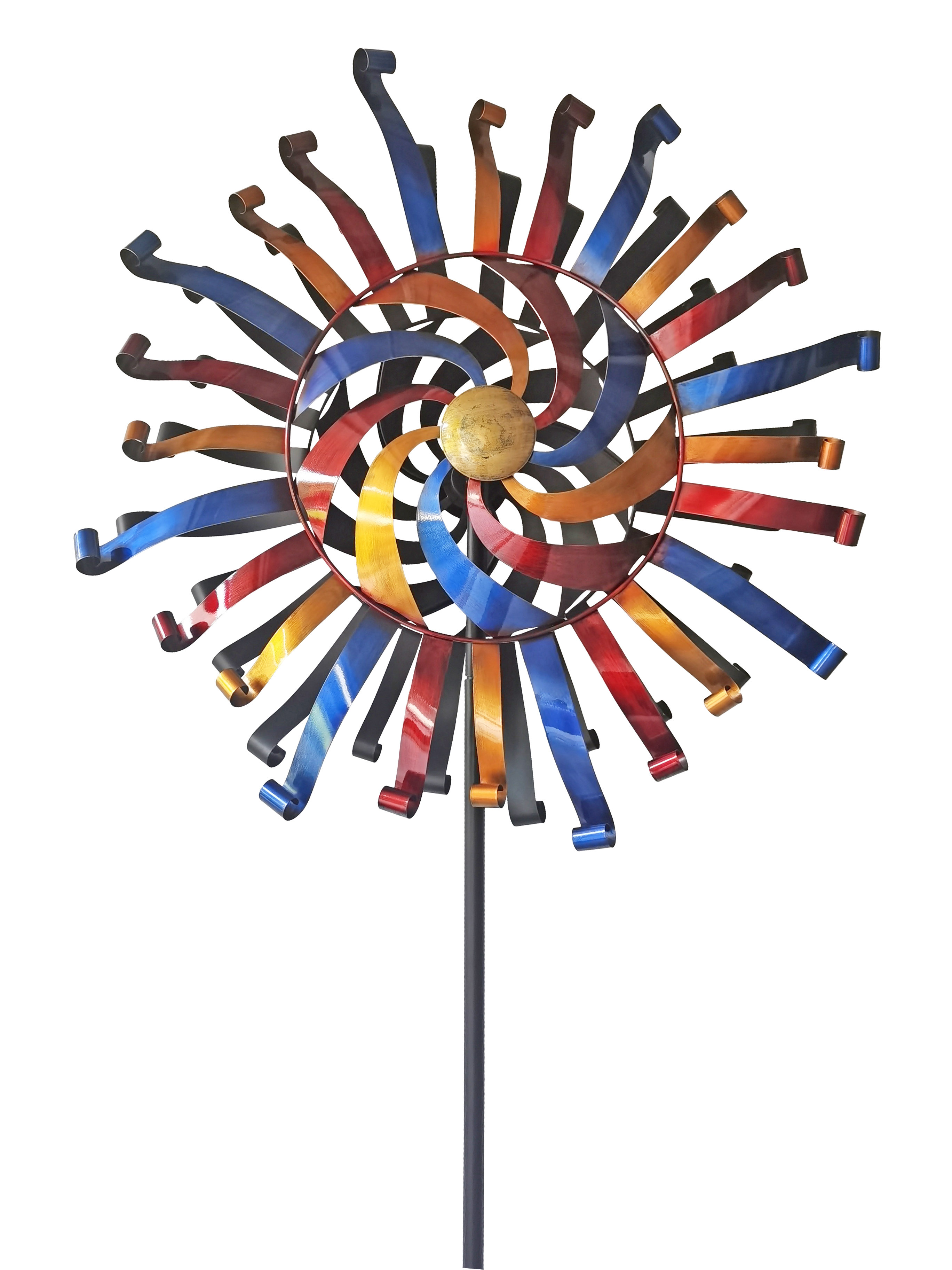 Dakota Fields Double Sided Fringe Sun Shaped Metal Kinetic Wind Spinner ...