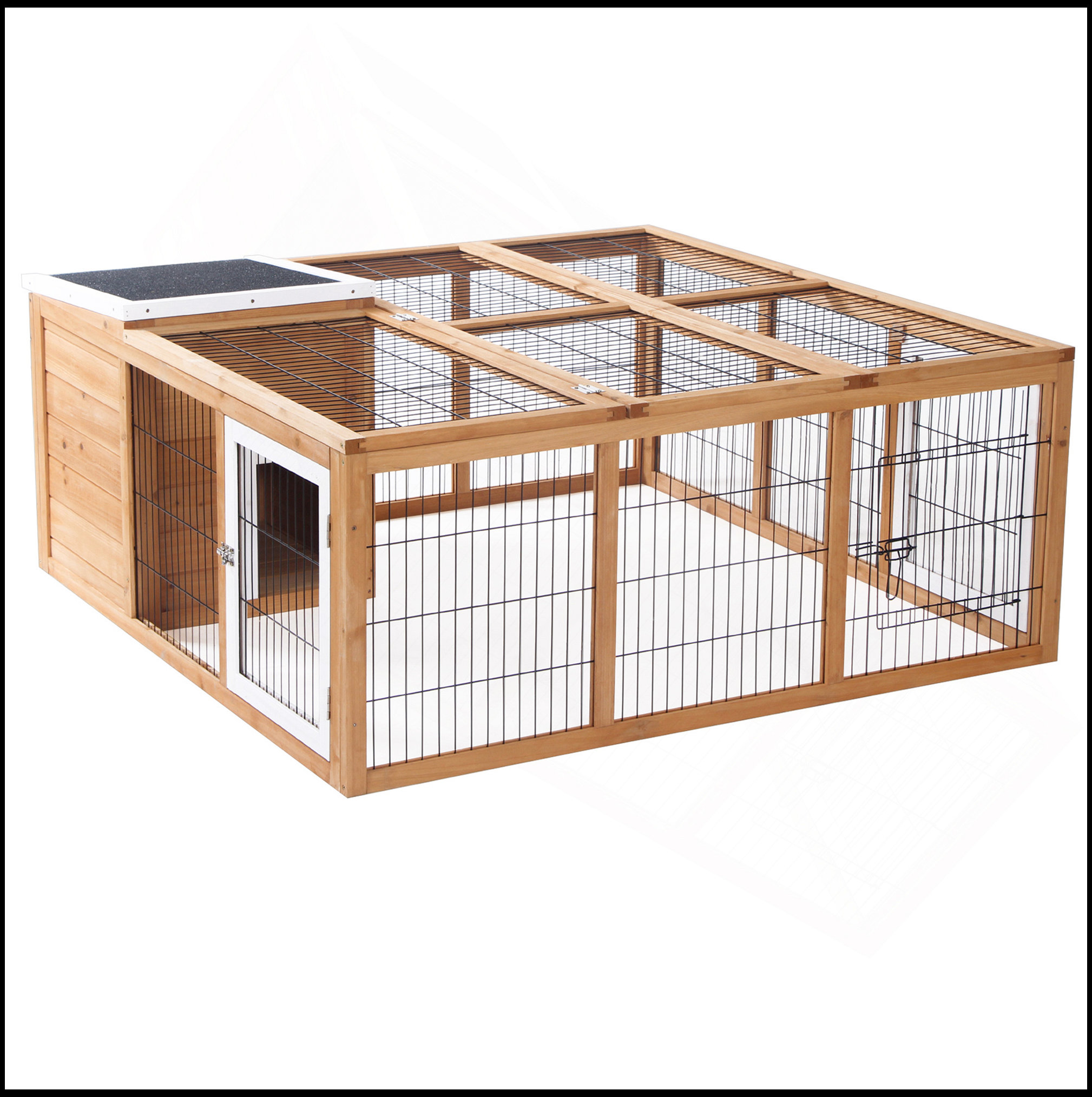 KUNMINGZHUHE Rabbit Hutch Bunny Cage With Openable Main House, Indoor ...