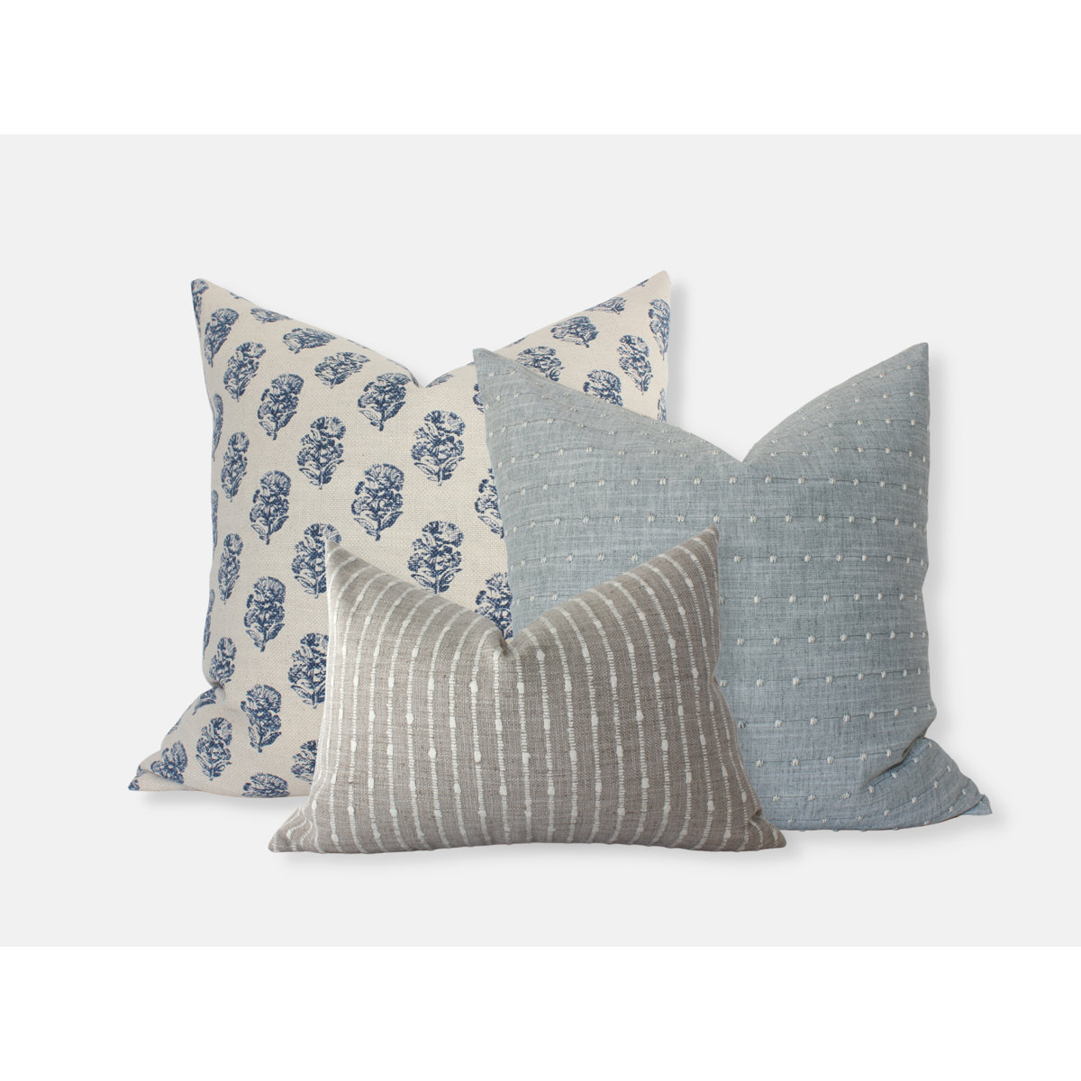 Textileish Light Blue Throw Pillow Set, Sofa Pillow Cover Set Of 3 ...