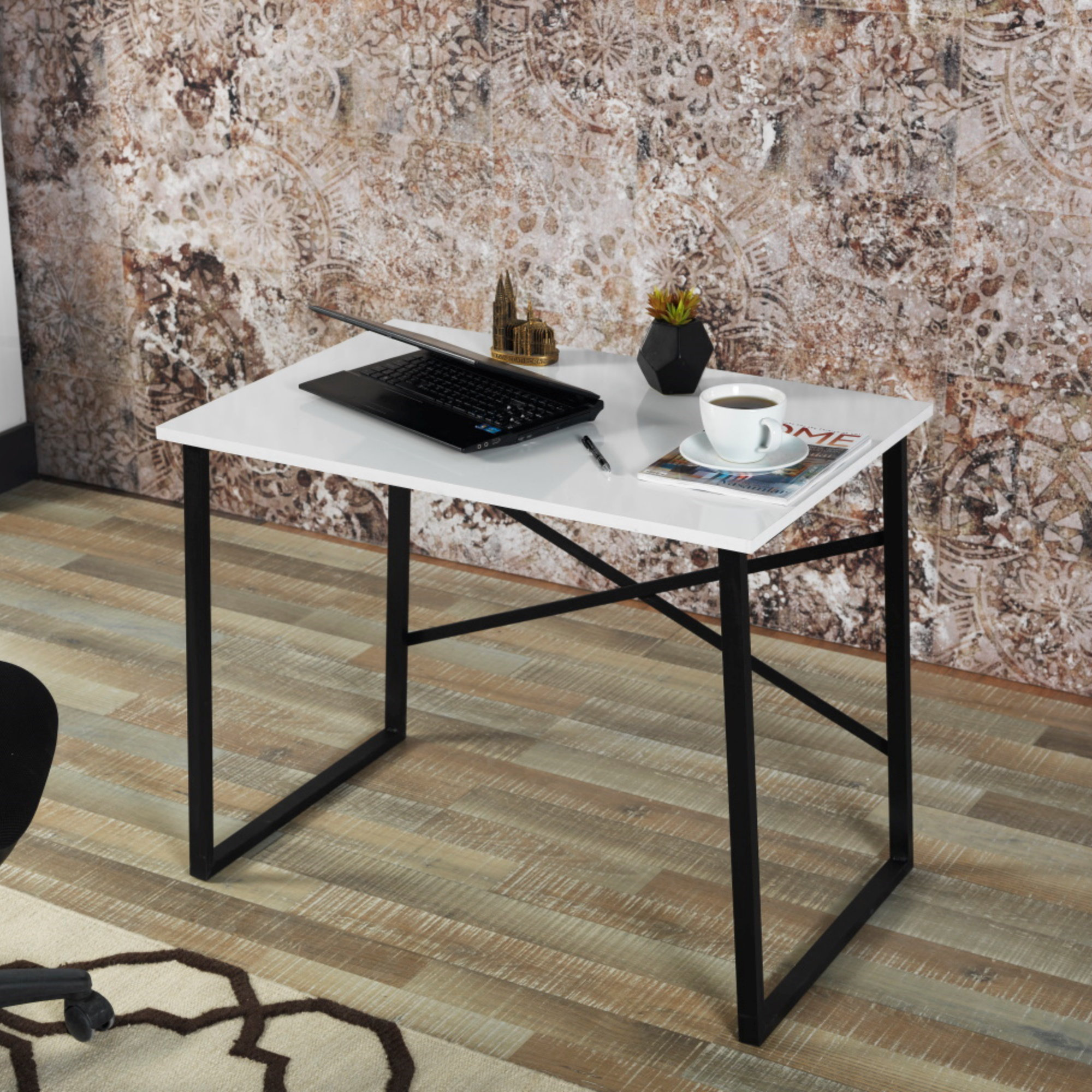 17 Stories Writing Desk With Metal Sled Base | Wayfair