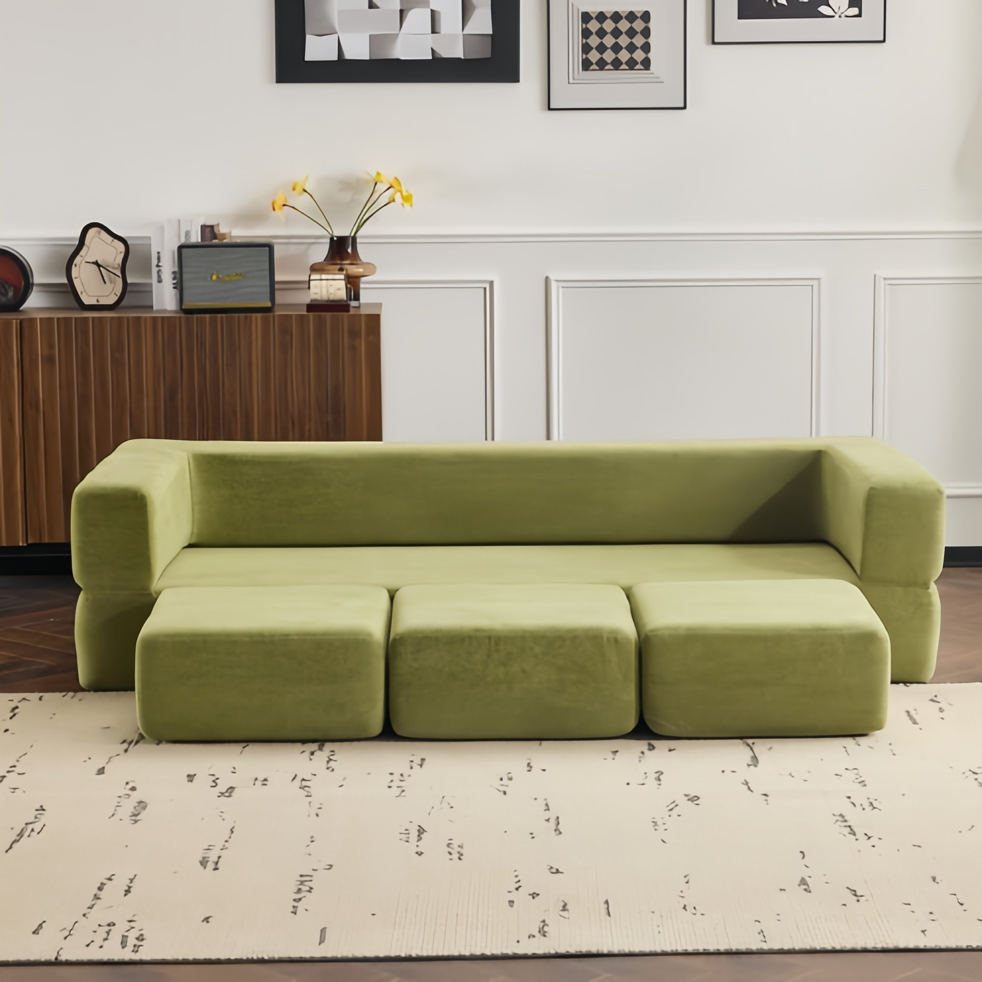 Latitude Run® 3-In-1 Convertible Sectional Sofa With Storage Ottomans ...