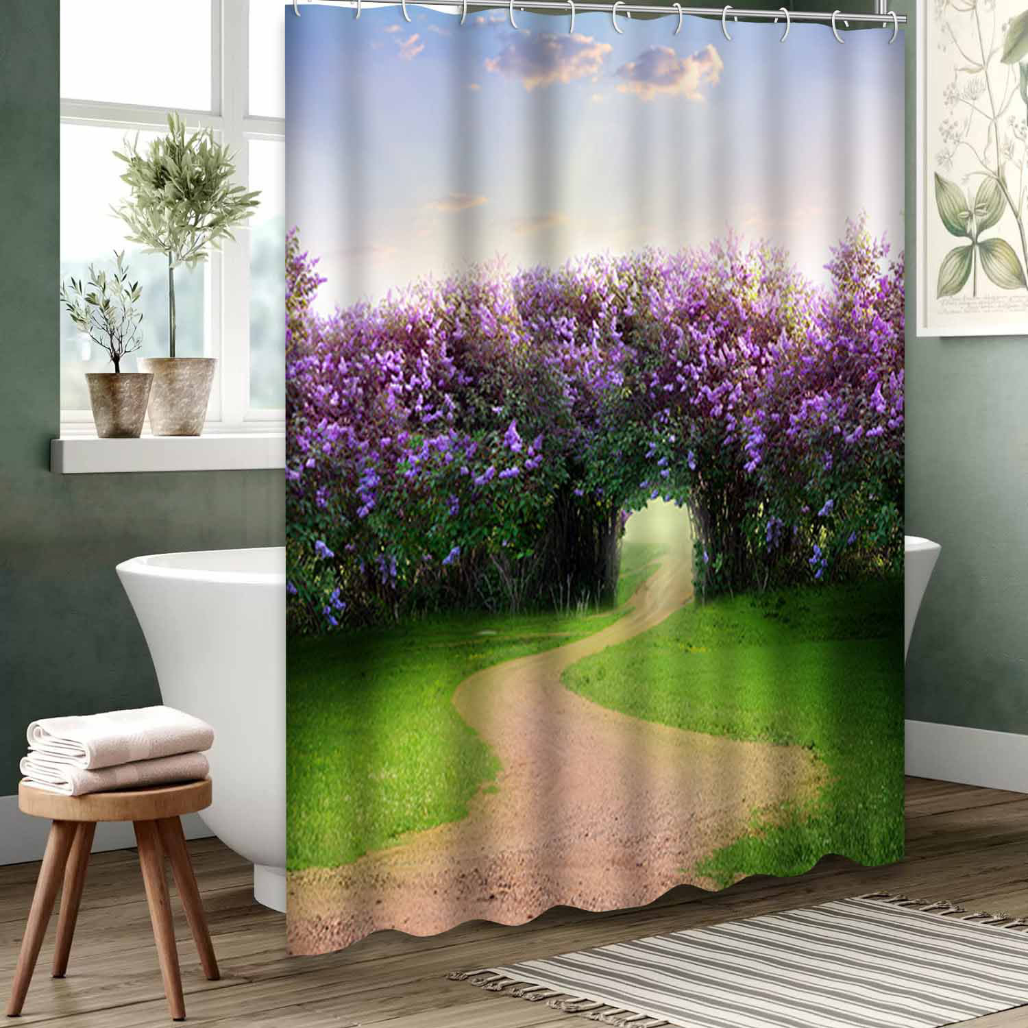 East Urban Home Fairyglen Shower Curtain with 12 Hooks - Enchanted ...