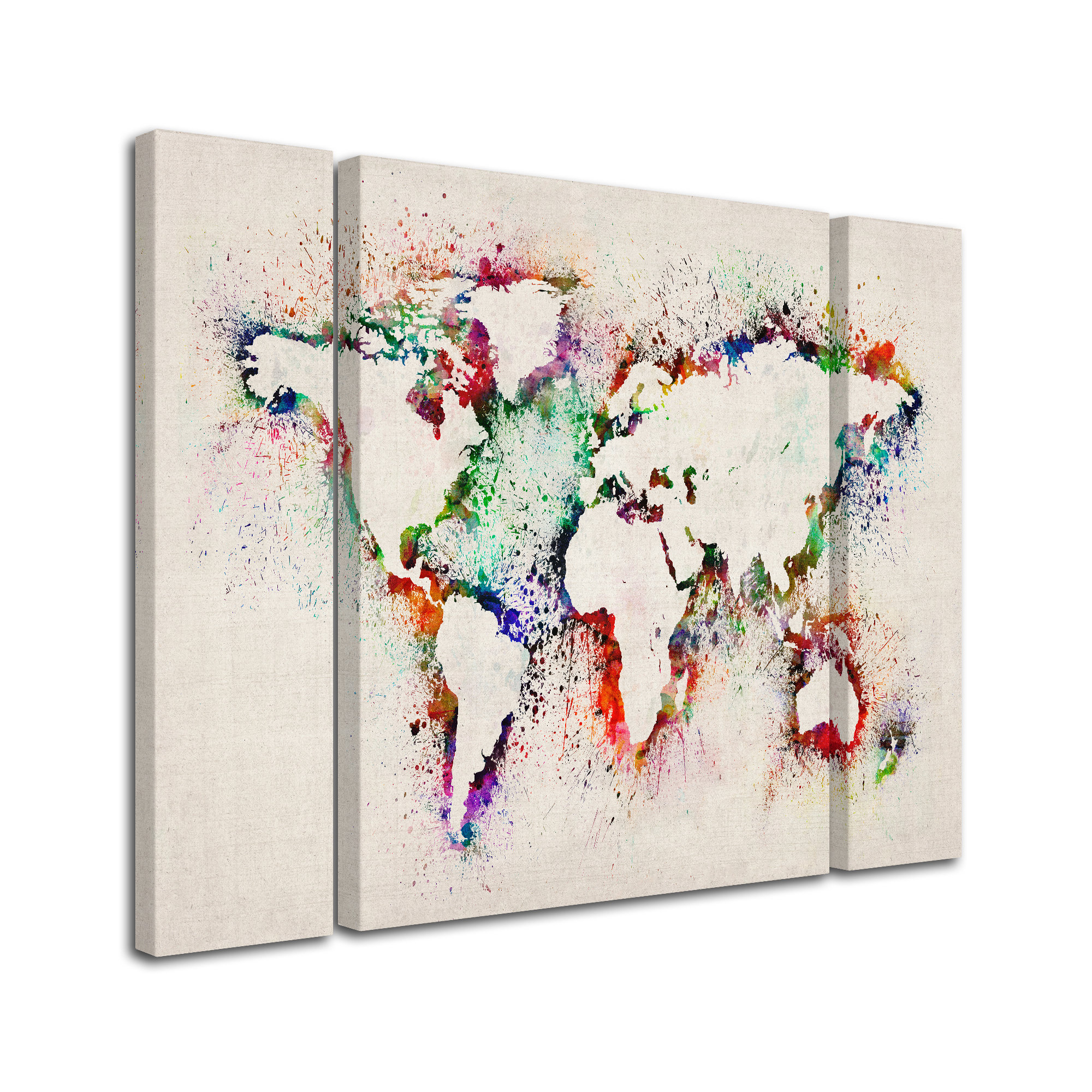 Wrought Studio™ World Map Paint Splashes by Michael Tompsett - 3 Piece ...