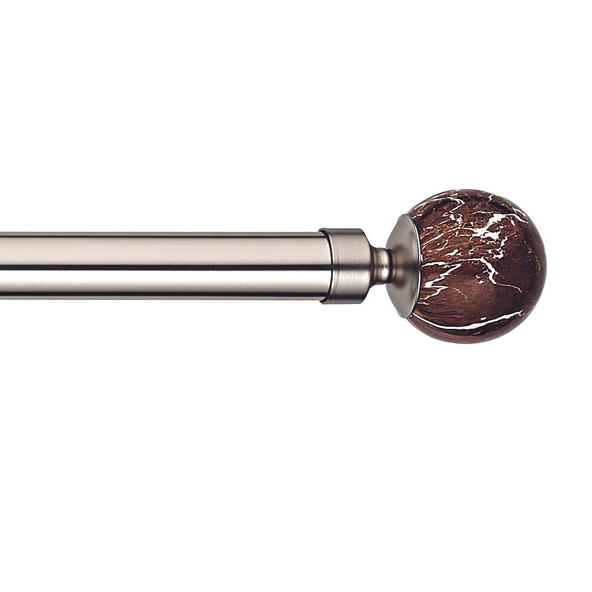 Linen Avenue Brown Marble Single Window Curtain Rod Set, Brushed Nickel ...
