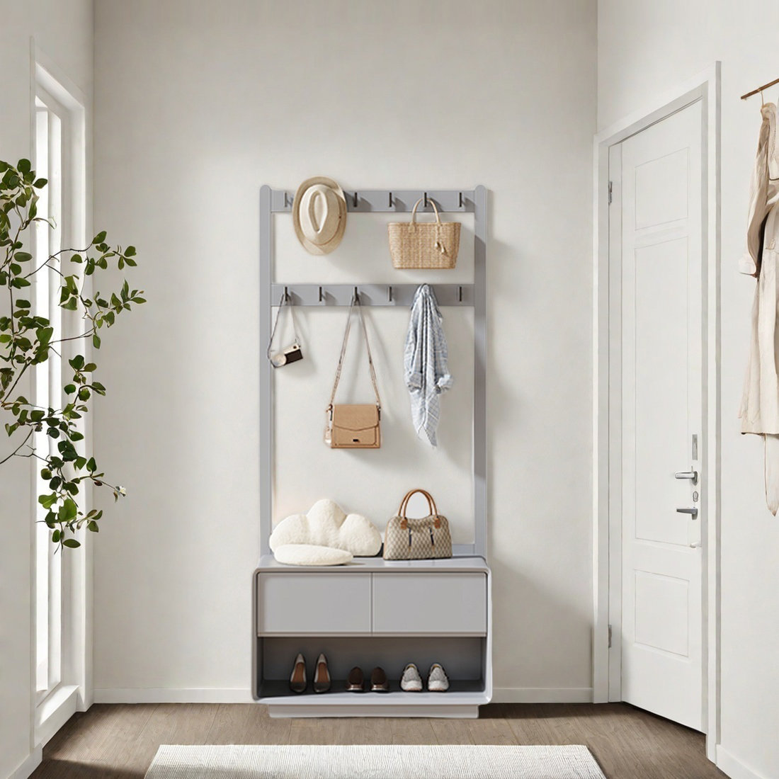 Elegant Home Furnishings.s Solid Pine Hall Tree with Hidden Handles ...