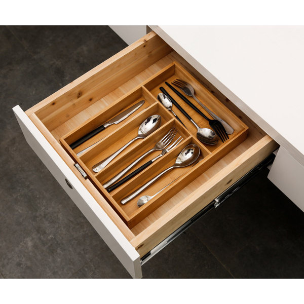 Prep & Savour Kitchen Utensil Silverware Drawer Organizer - Bamboo ...