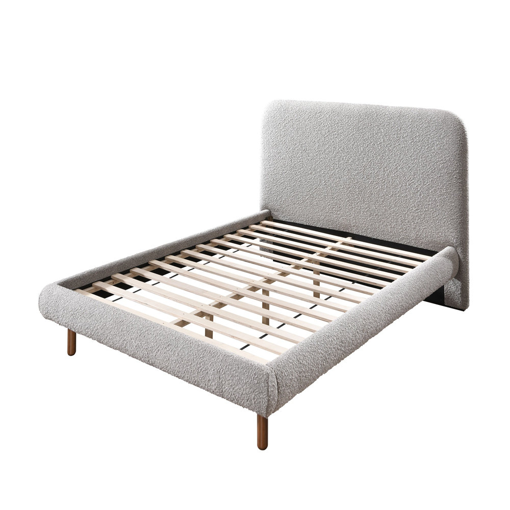 George Oliver Cleo Gray Boucle Queen Bed | Wayfair