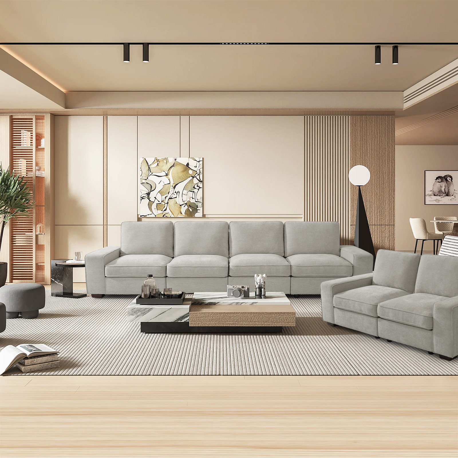 Latitude Run® Avdullah 6 Seater Upholstered Living Room Sofa Set with ...