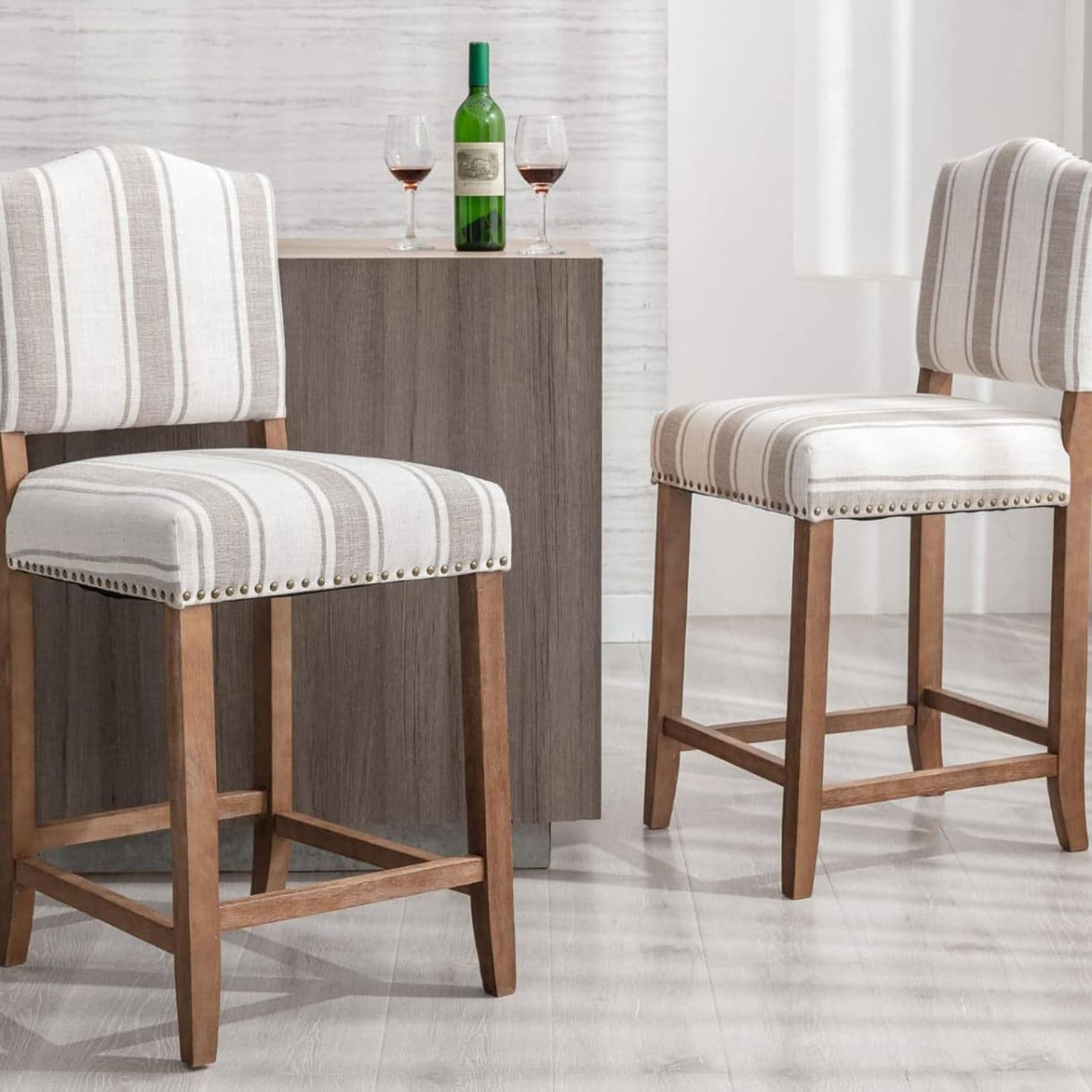 Gracie Oaks 2-Piece Farmhouse Counter Height Bar Stools | Wayfair