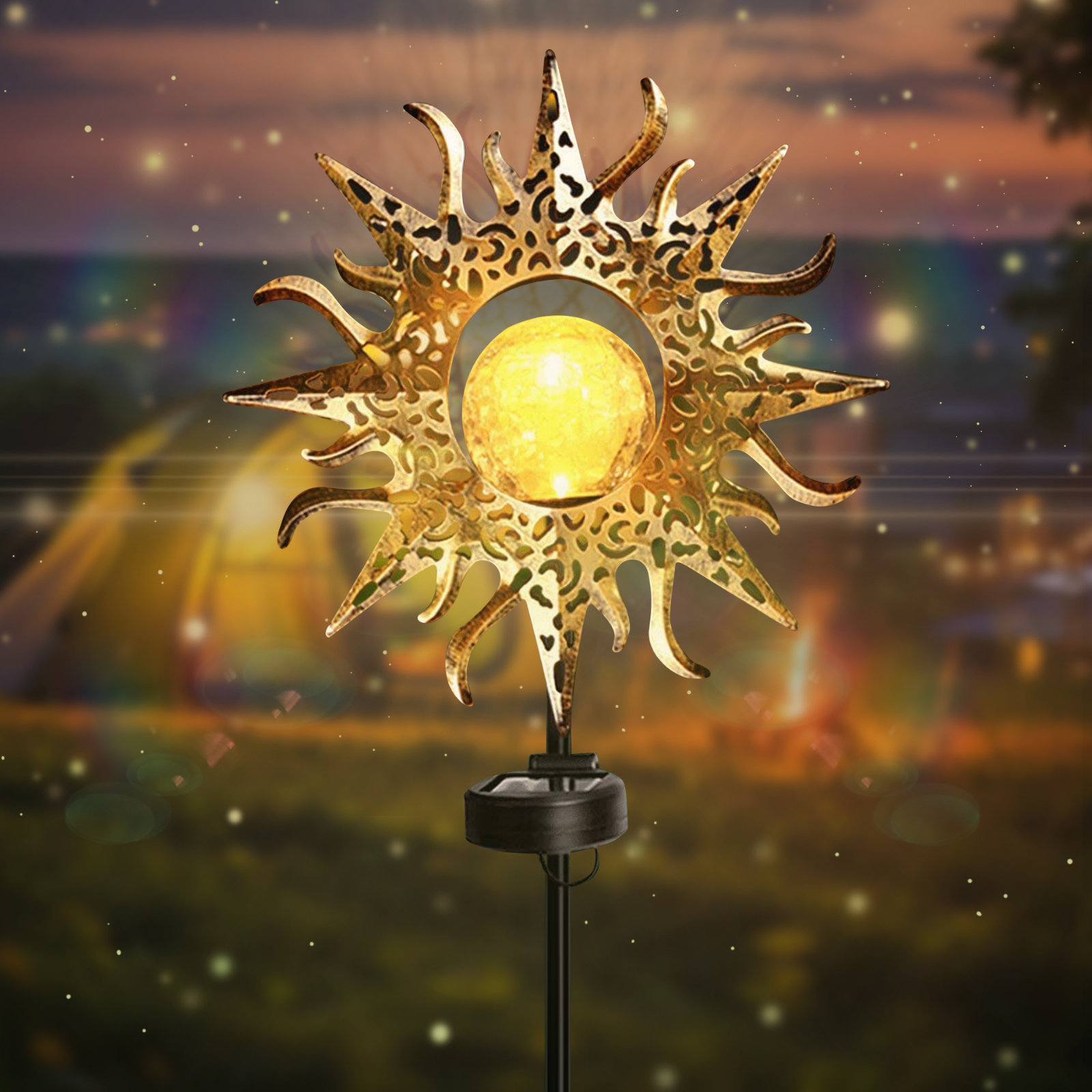 SolarEra Sun-shape Solar Powered Integrated LED Pathway Light Outdoor ...