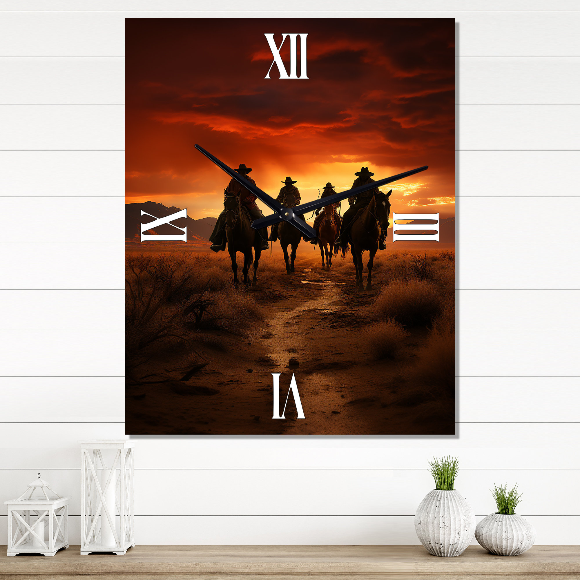 Latitude Run® Western Sunset Riders - Western Wall Clock Oversized ...