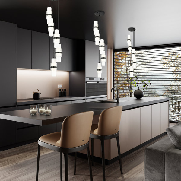 Wade Logan® Bryelle 5 - Light Steel Dimmable Tiered Chandelier | Wayfair