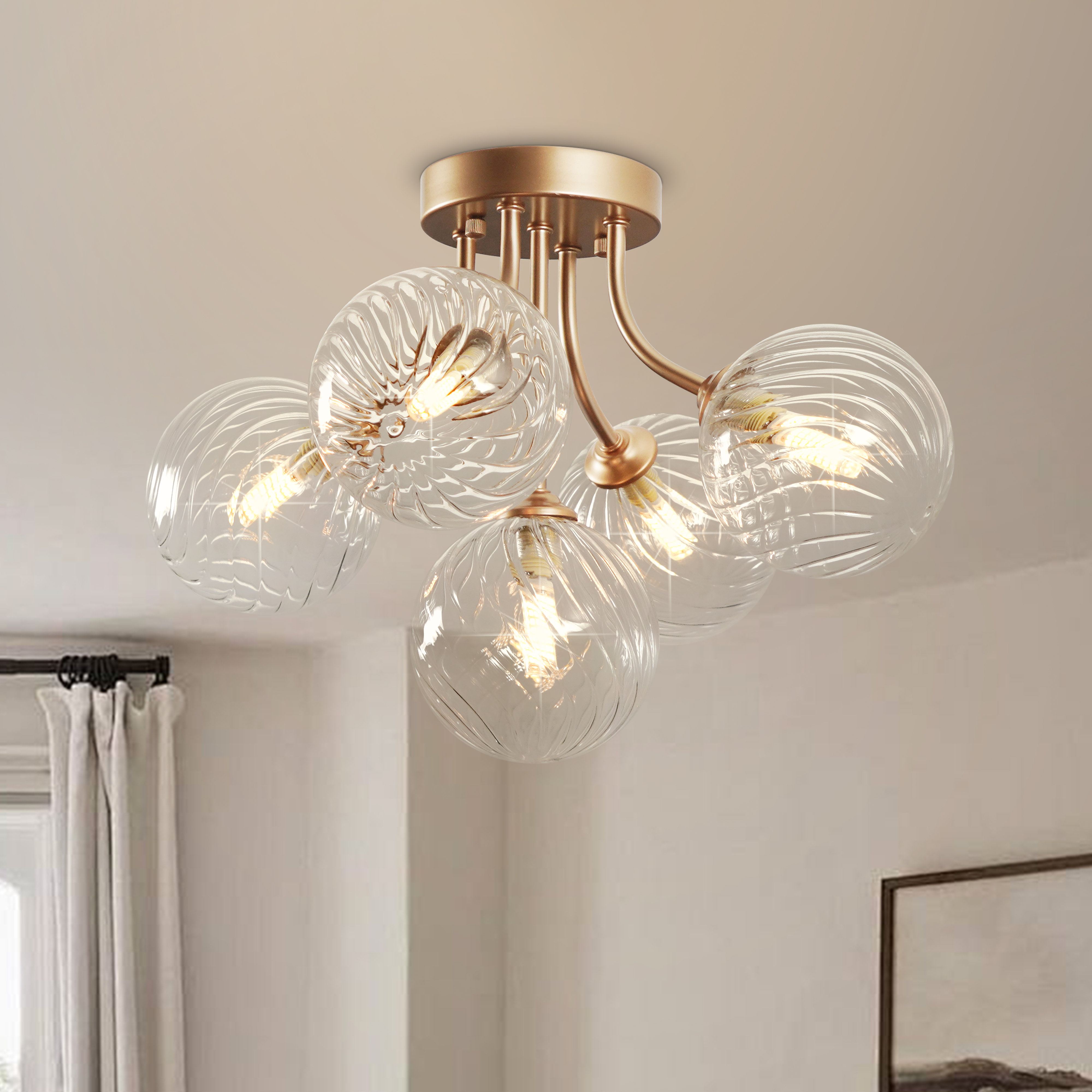 Mercer41 5-light Modern Ceiling Lamp Flush Mount Ceiling Light Fixtures ...